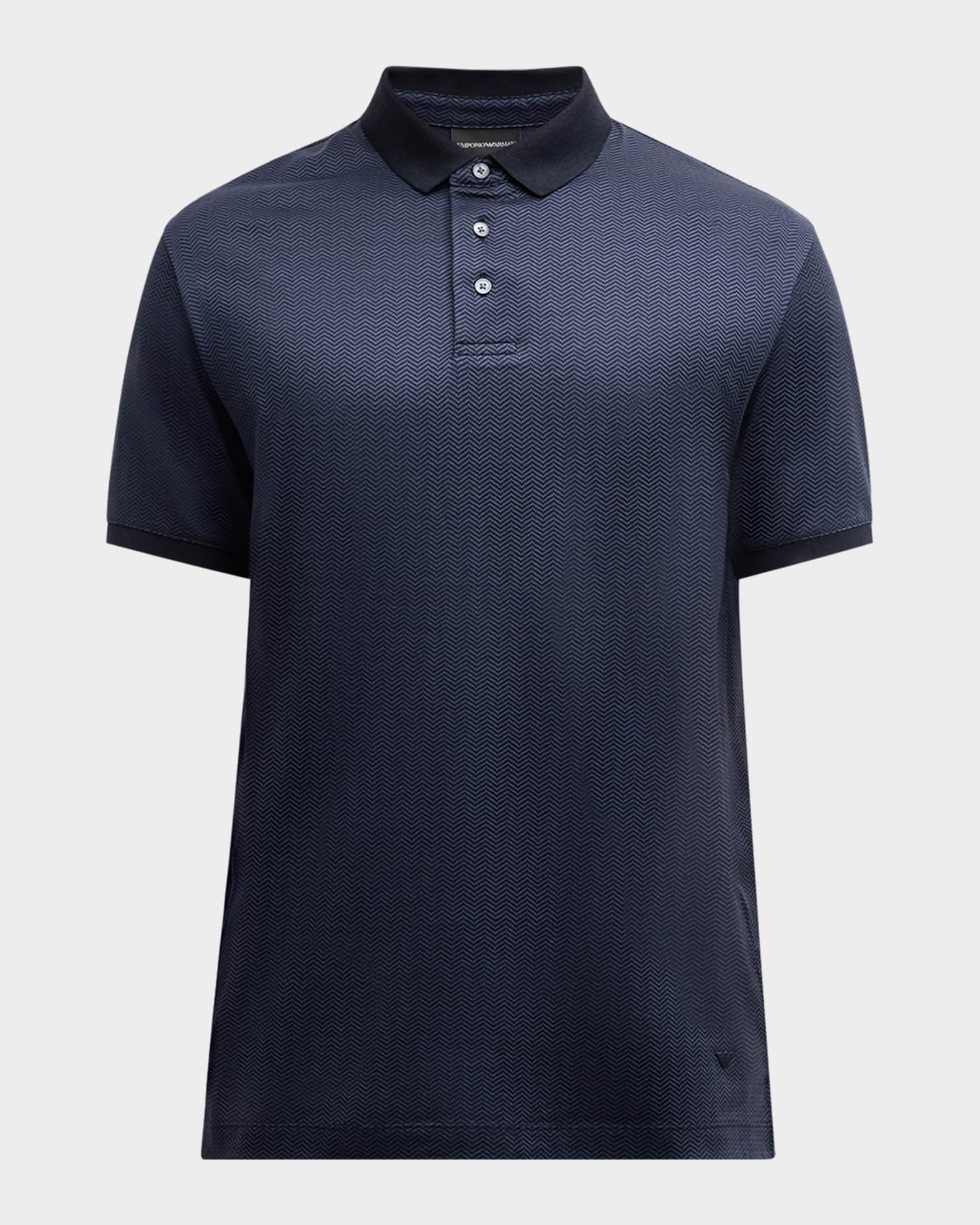 Emporio Armani Men's Micro-Chevron Polo Shirt | Neiman Marcus