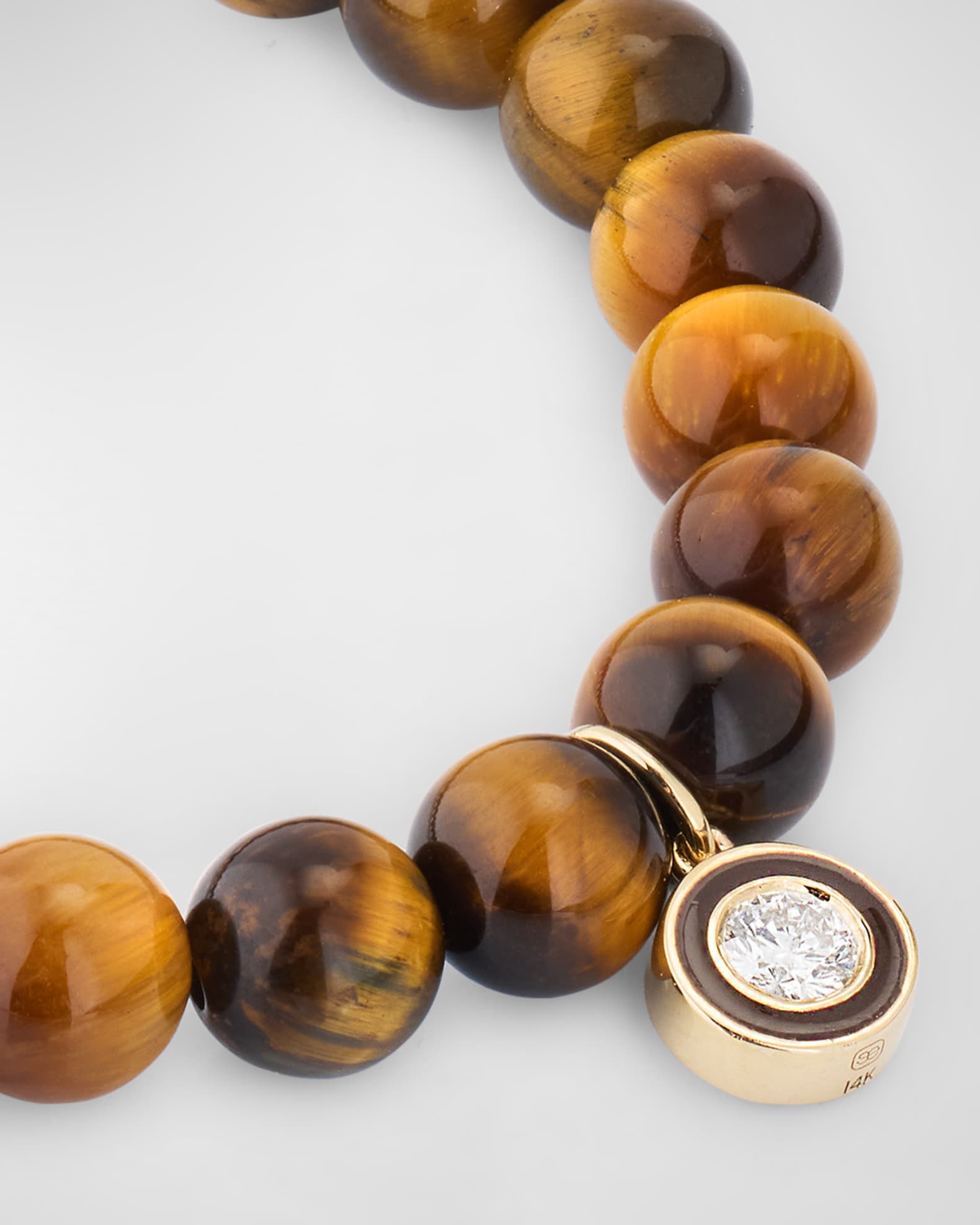 Sydney Evan Men's Tiger's Eye Beaded Bracelet with Diamond Charm ...