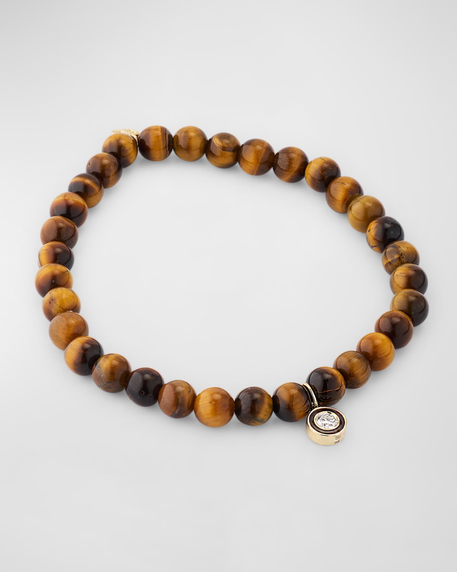 Sydney Evan Men's Tiger's Eye Beaded Bracelet with Diamond Charm ...