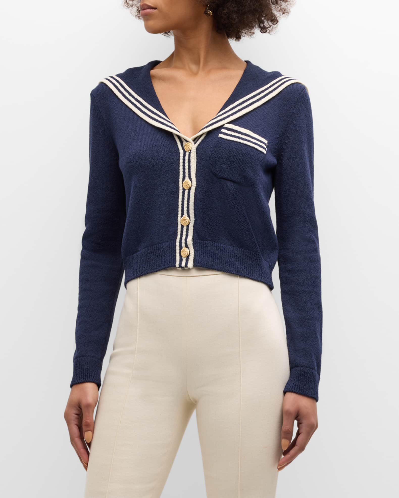 FRAME Knit Sailor Cardigan | Neiman Marcus