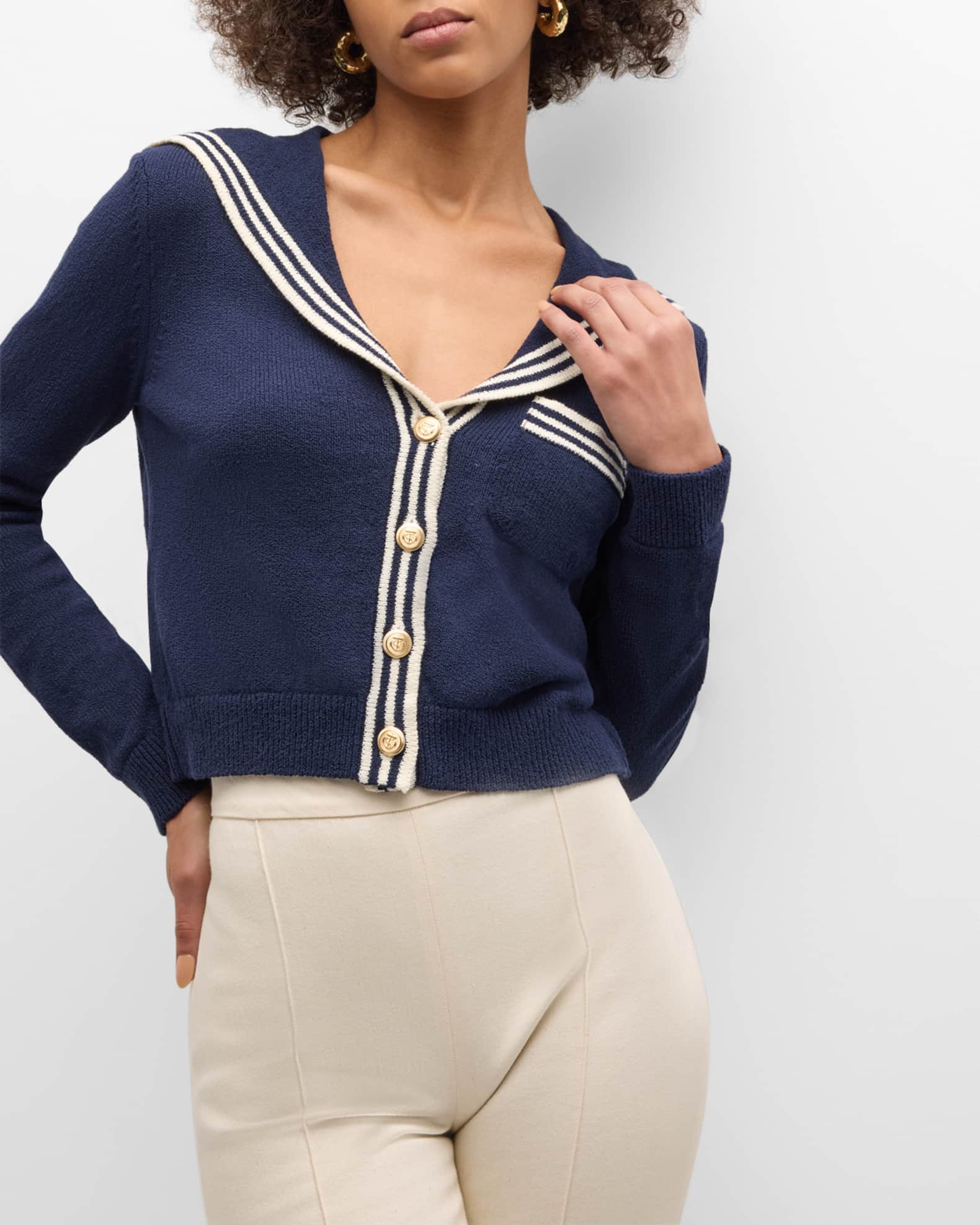 FRAME Knit Sailor Cardigan | Neiman Marcus