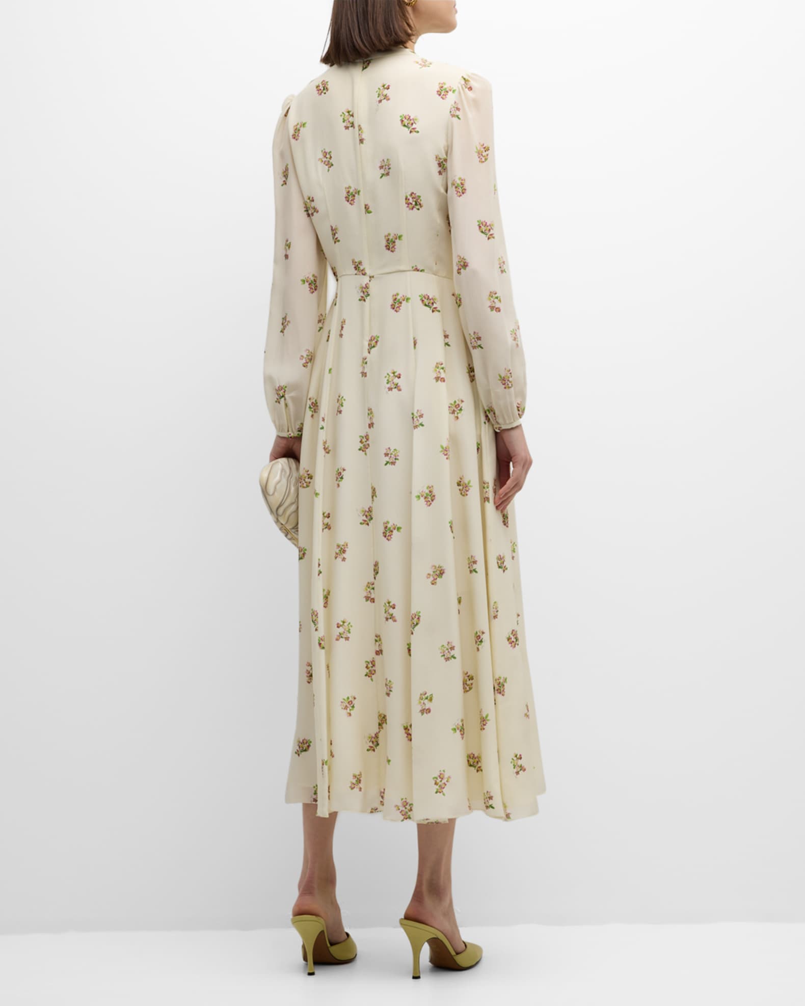 Adam Lippes Alison Floral Crepe De Chine Long-Sleeve Maxi Dress ...