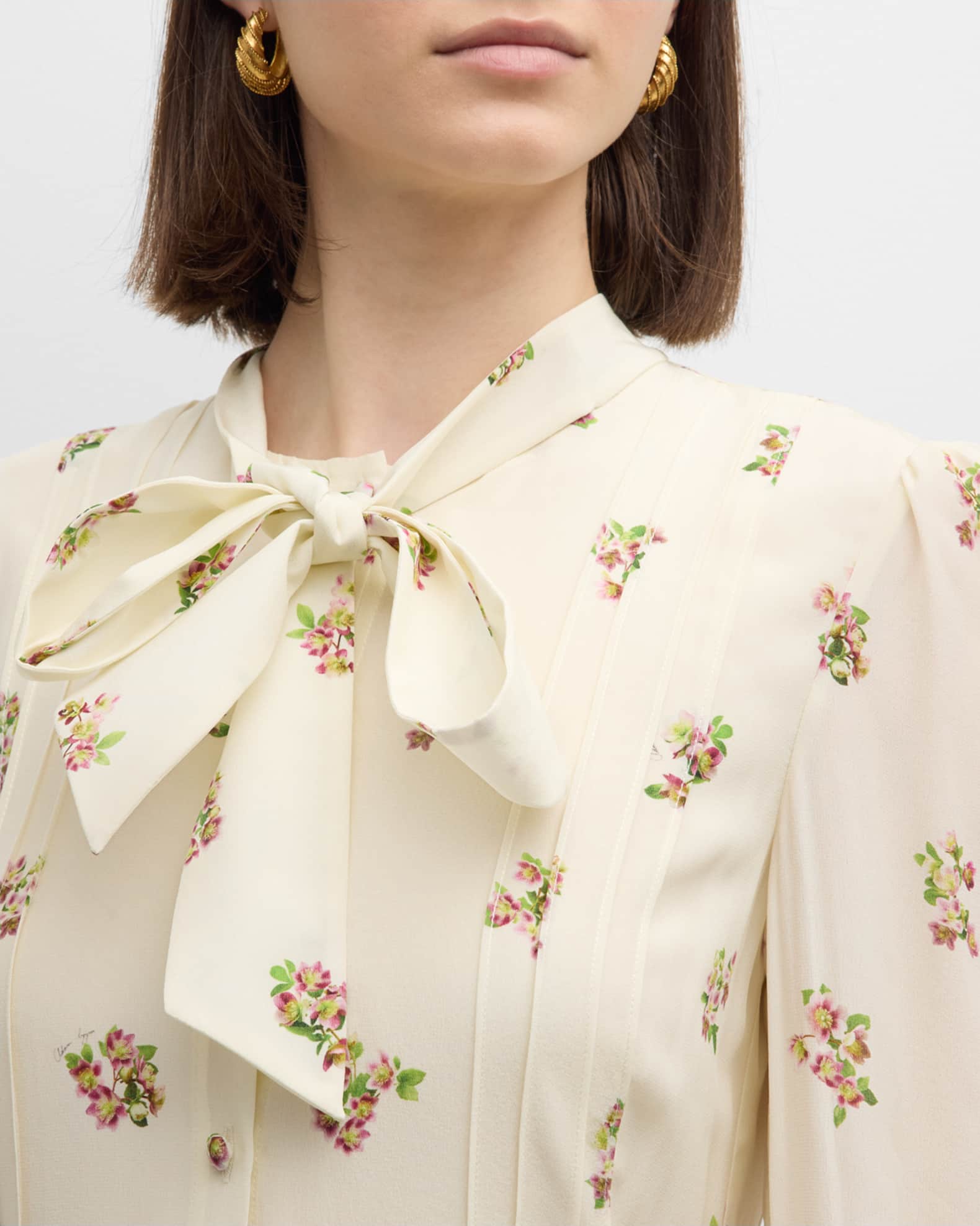 Adam Lippes Alison Floral Crepe De Chine Long-Sleeve Maxi Dress ...