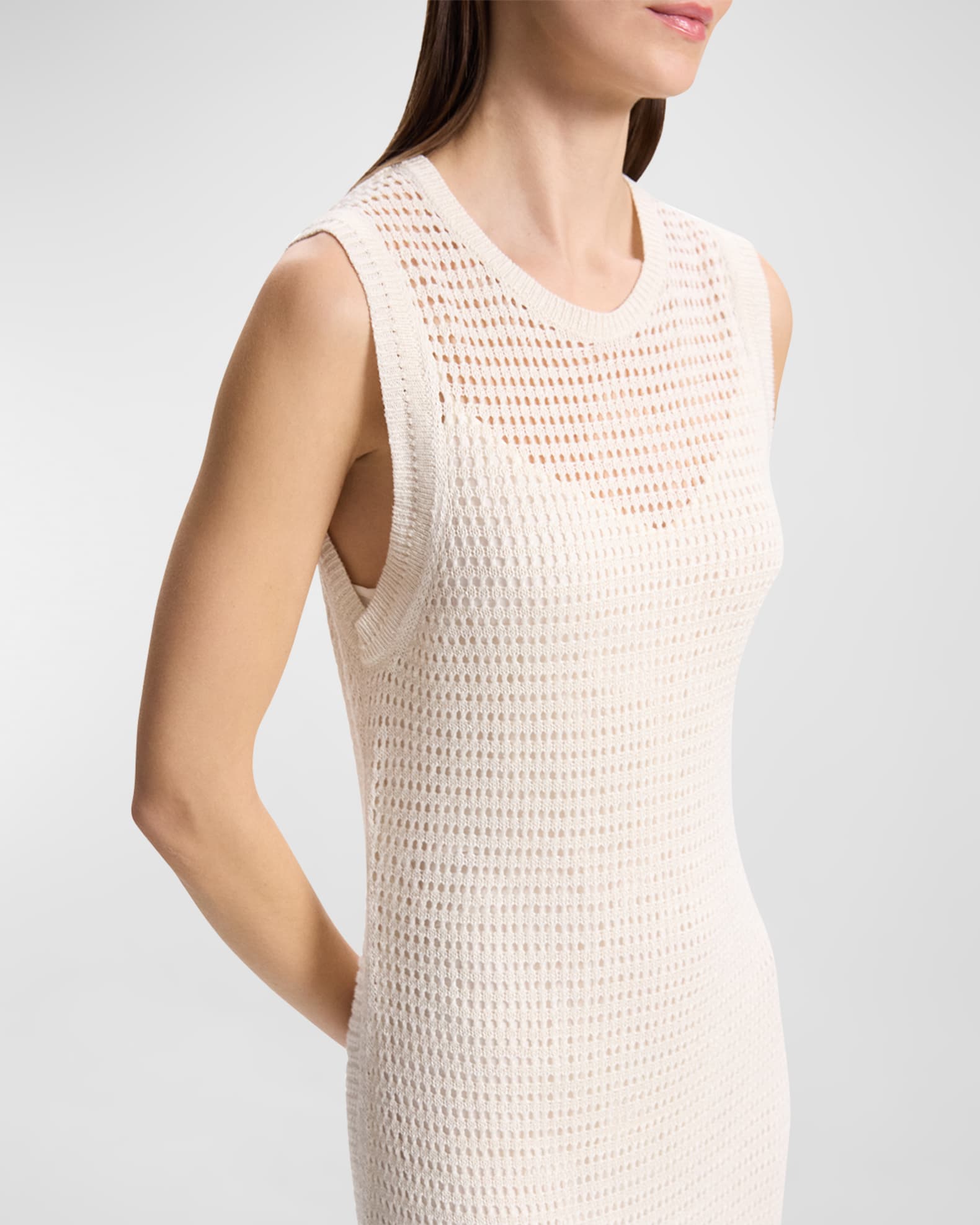 Theory Long Open Mesh Sleeveless Maxi Dress | Neiman Marcus