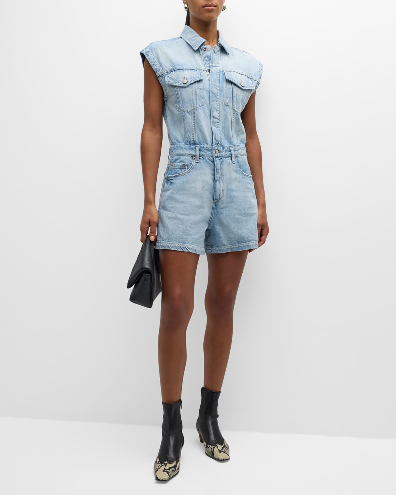 PISTOLA Lennox Denim Romper | Neiman Marcus