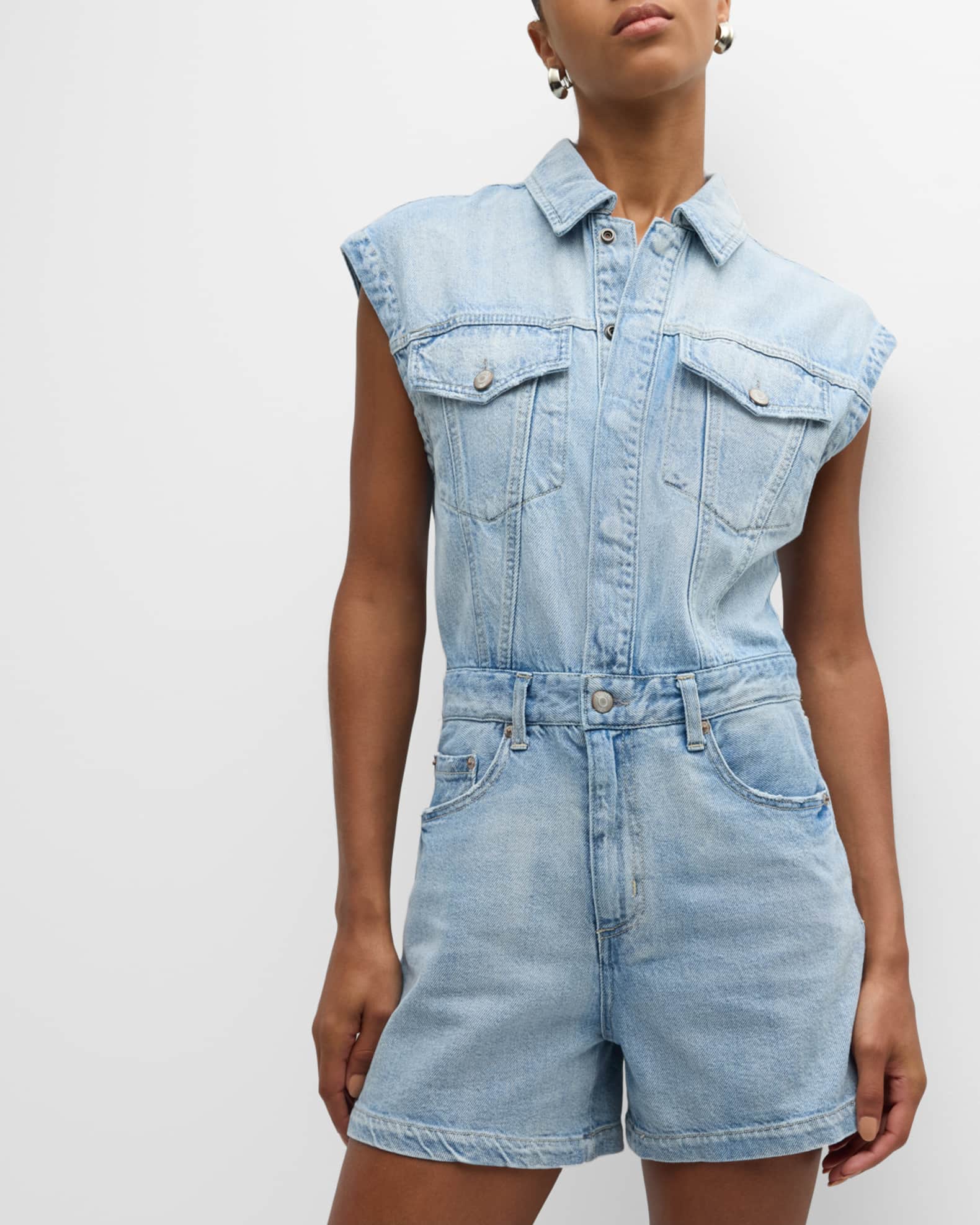 PISTOLA Lennox Denim Romper | Neiman Marcus