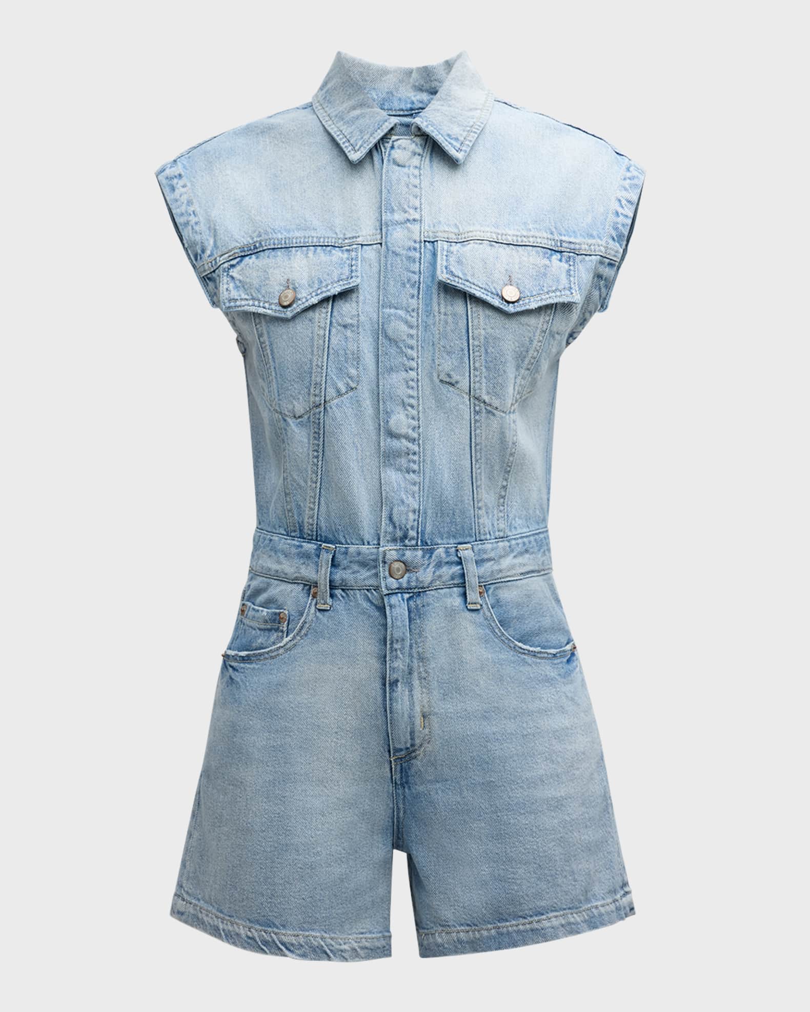 PISTOLA Lennox Denim Romper | Neiman Marcus