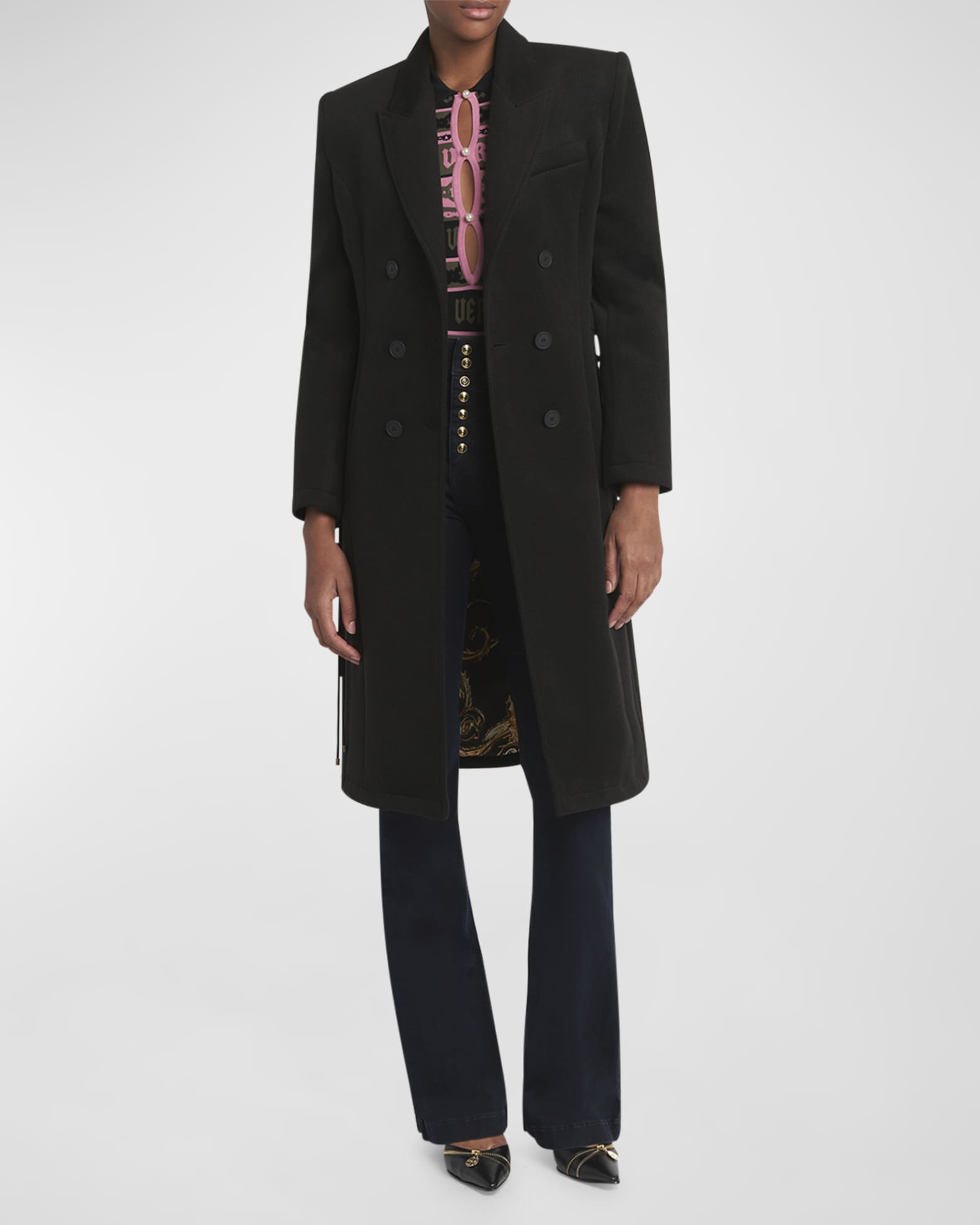 Versace Jeans Couture Tailored Lace-Up Coat | Neiman Marcus