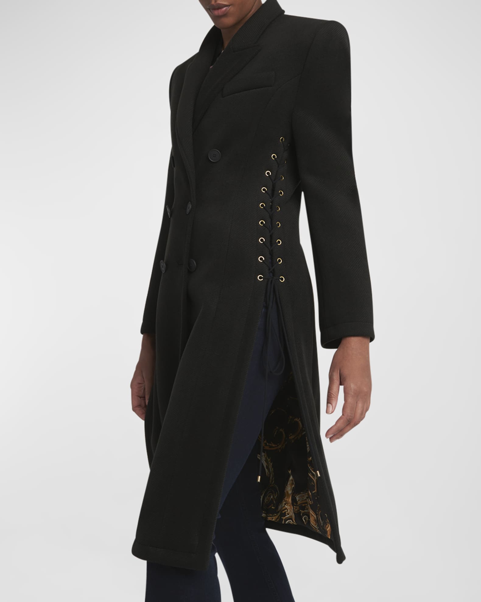 Versace Jeans Couture Tailored Lace-Up Coat | Neiman Marcus
