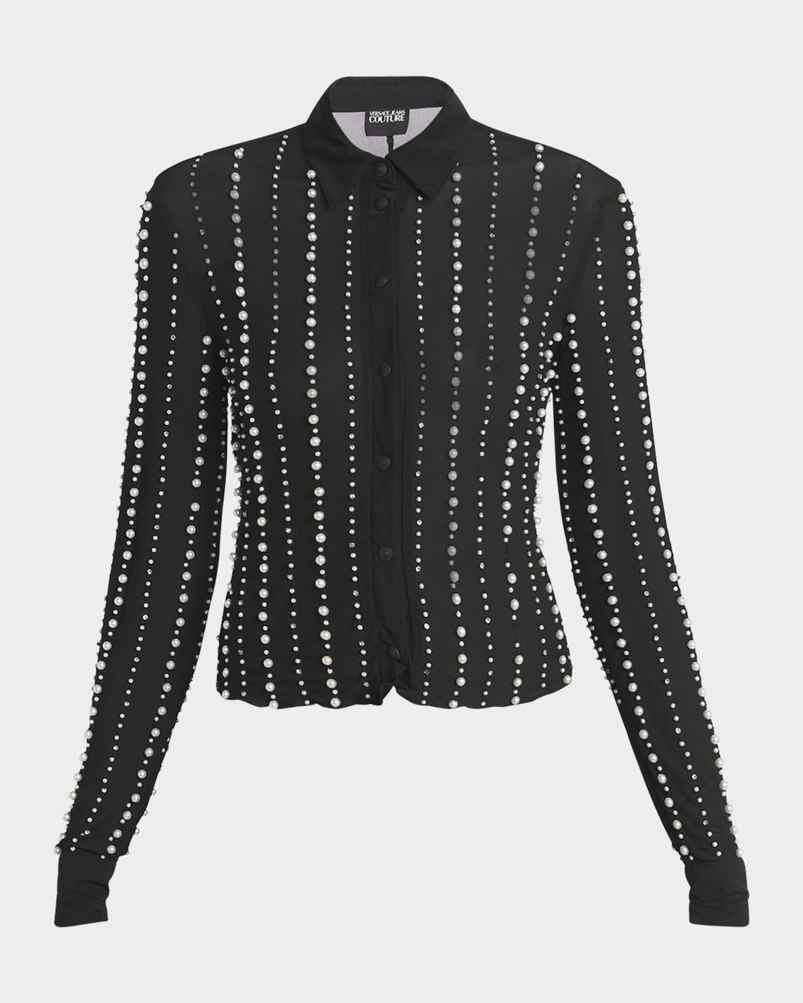 Versace Jeans Couture Embellished Long-Sleeve Shirt | Neiman Marcus
