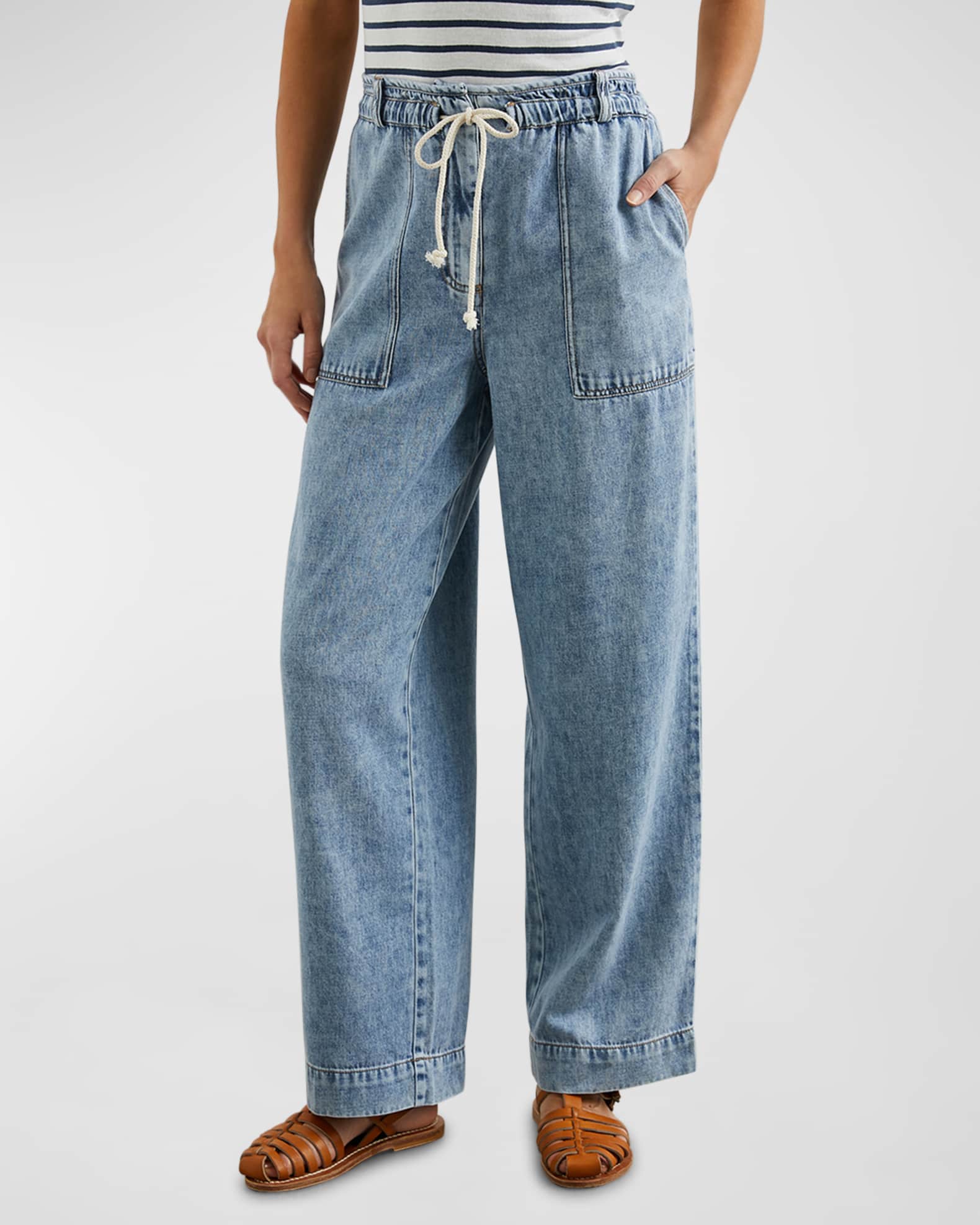 Rails Ryan Wide-Leg Denim Pants | Neiman Marcus