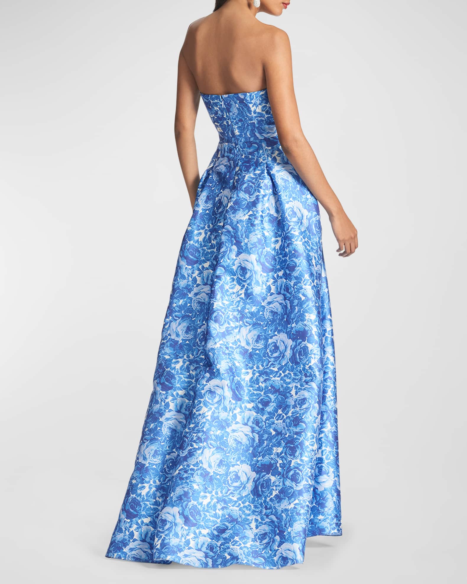 Sachin & Babi Giovanna Strapless Pleated Floral-Print Gown | Neiman Marcus