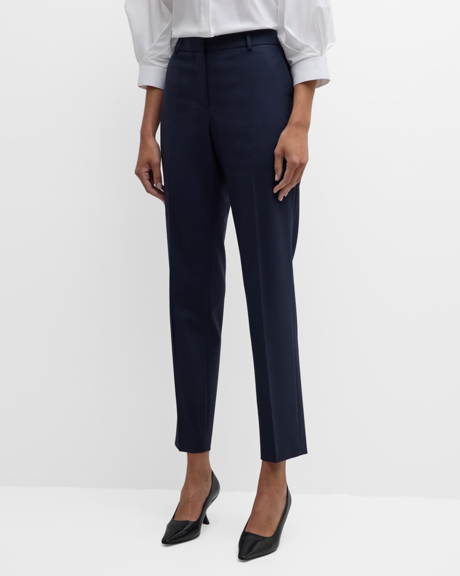 Lafayette 148 New York Clinton Cropped Stretch Wool Pants | Neiman Marcus