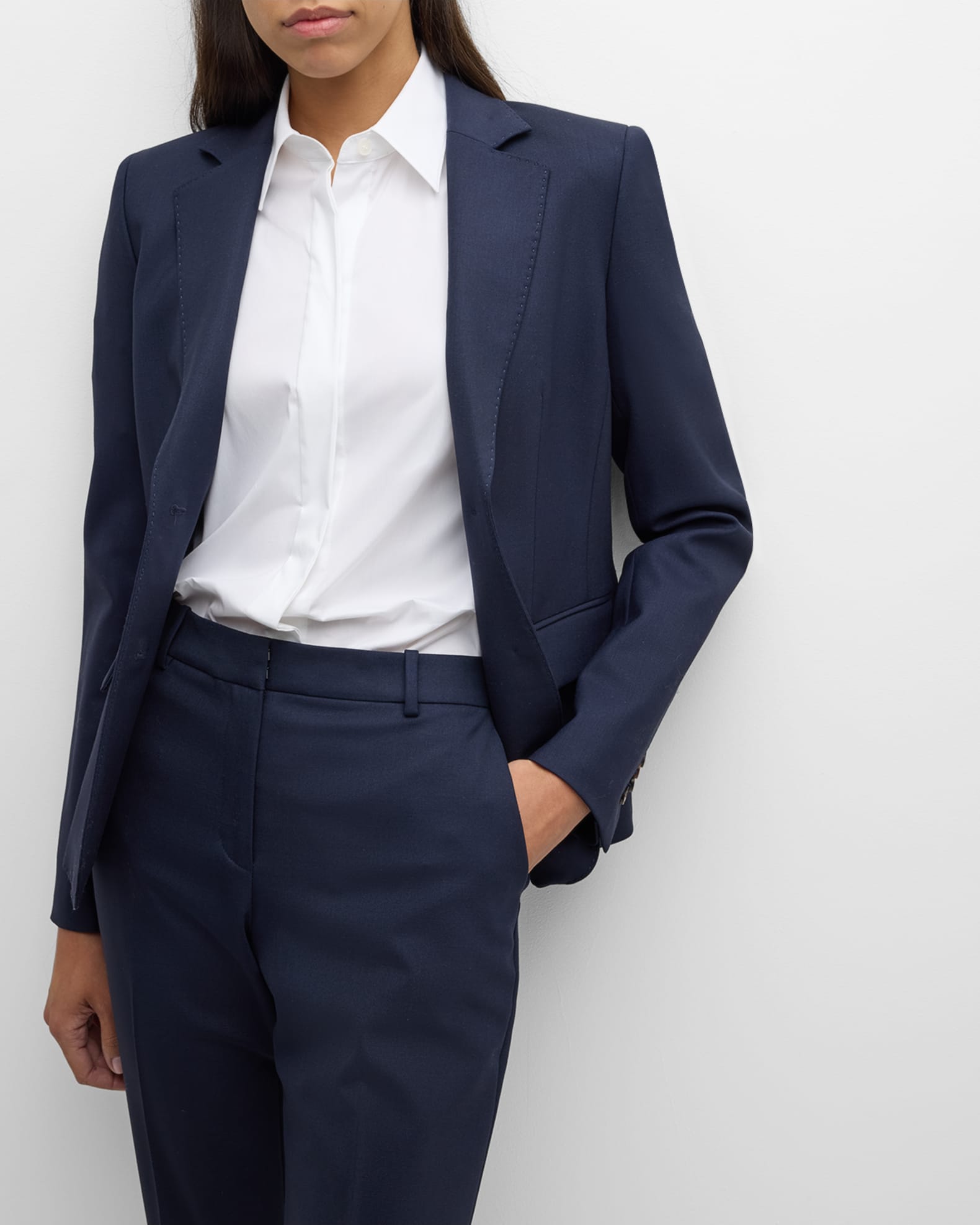 Pick Stitch Stretch Wool Blazer | Neiman Marcus