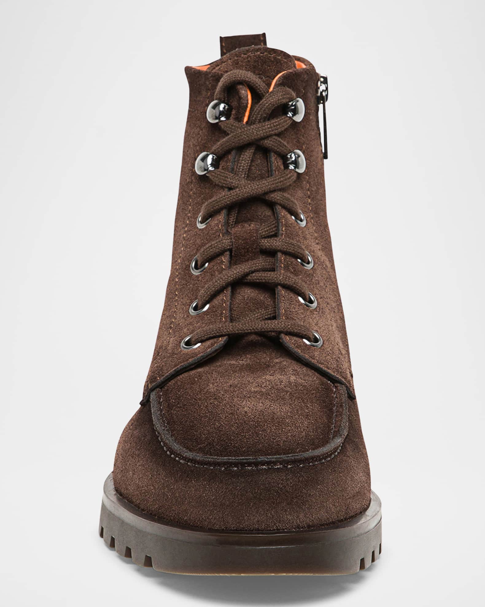 Santoni Men's Flair Suede Side-Zip Lace-Up Boots | Neiman Marcus