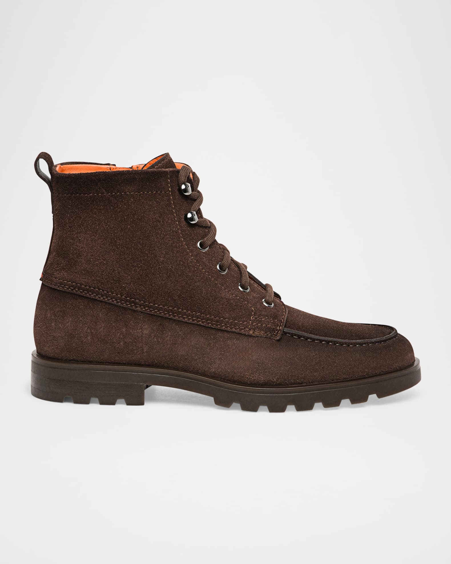 Santoni Men's Flair Suede Side-Zip Lace-Up Boots | Neiman Marcus