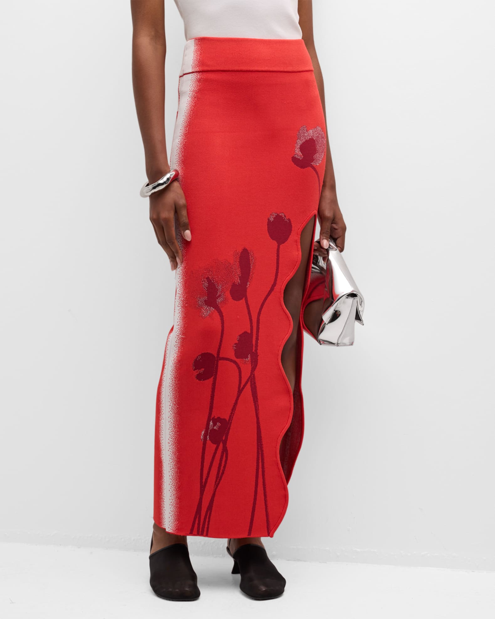 PH5 Lily Flower Wavy Slit Midi Skirt | Neiman Marcus