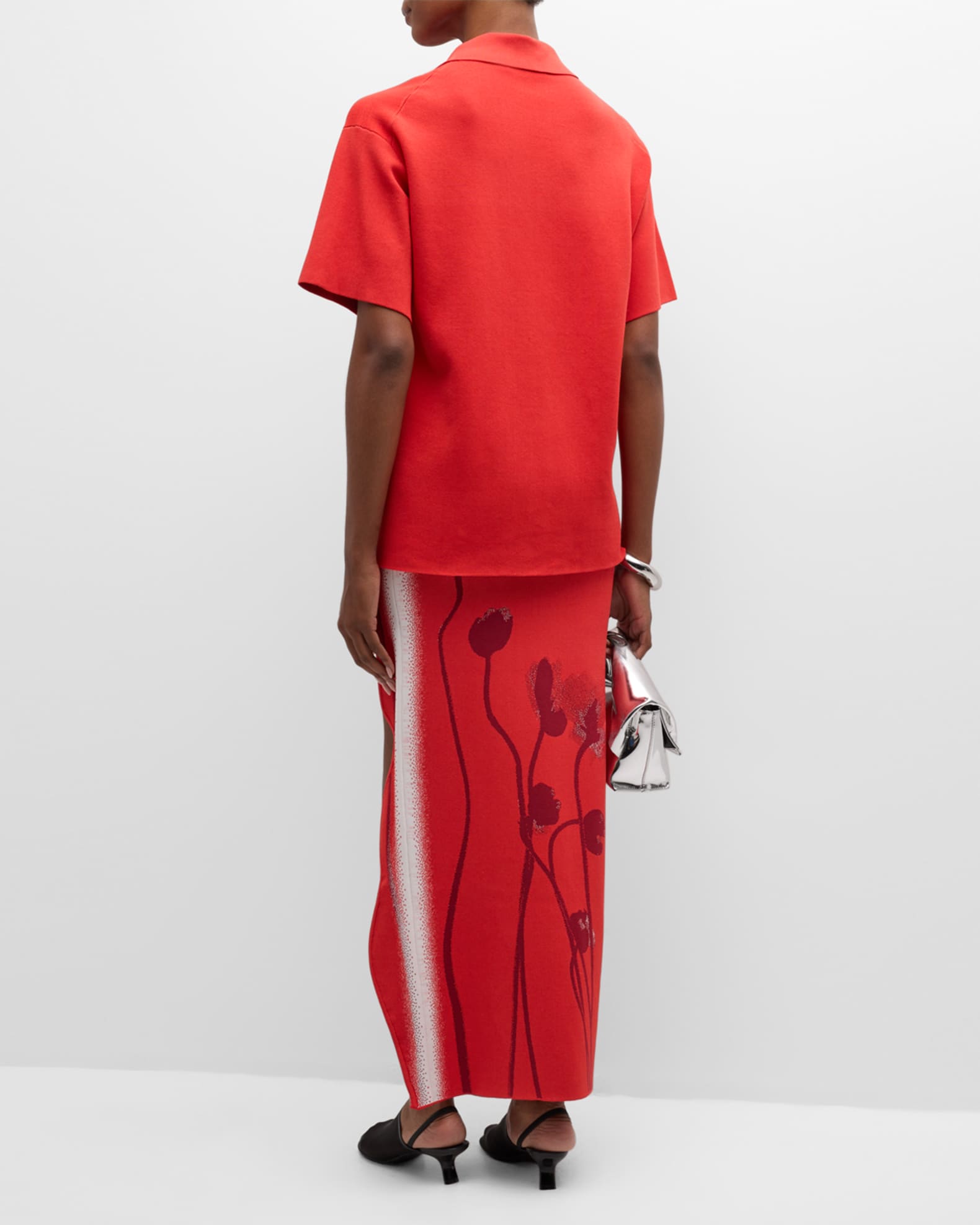 PH5 Lily Flower Wavy Slit Midi Skirt | Neiman Marcus