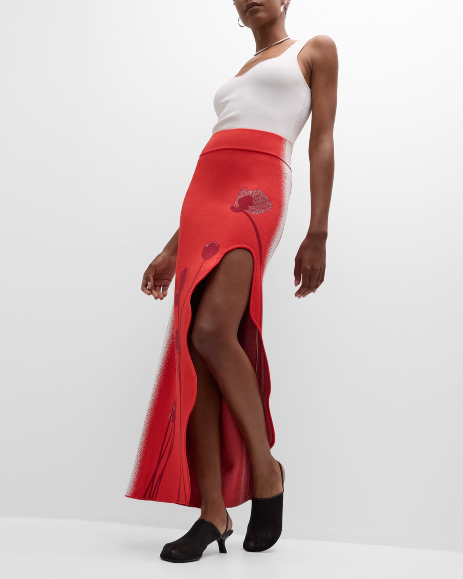 PH5 Lily Flower Wavy Slit Midi Skirt | Neiman Marcus