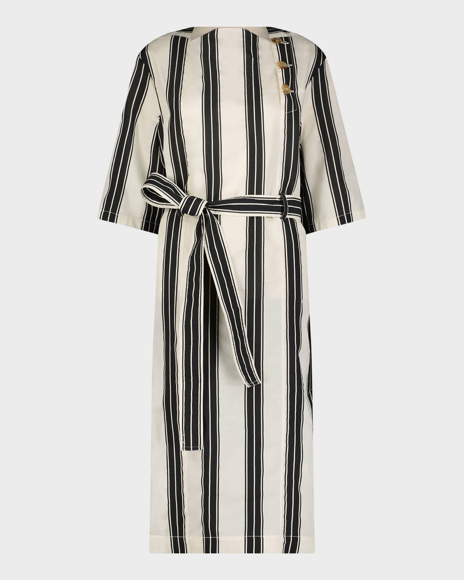 CALLAS Milano Constance Striped Square-Neck Midi Dress | Neiman Marcus