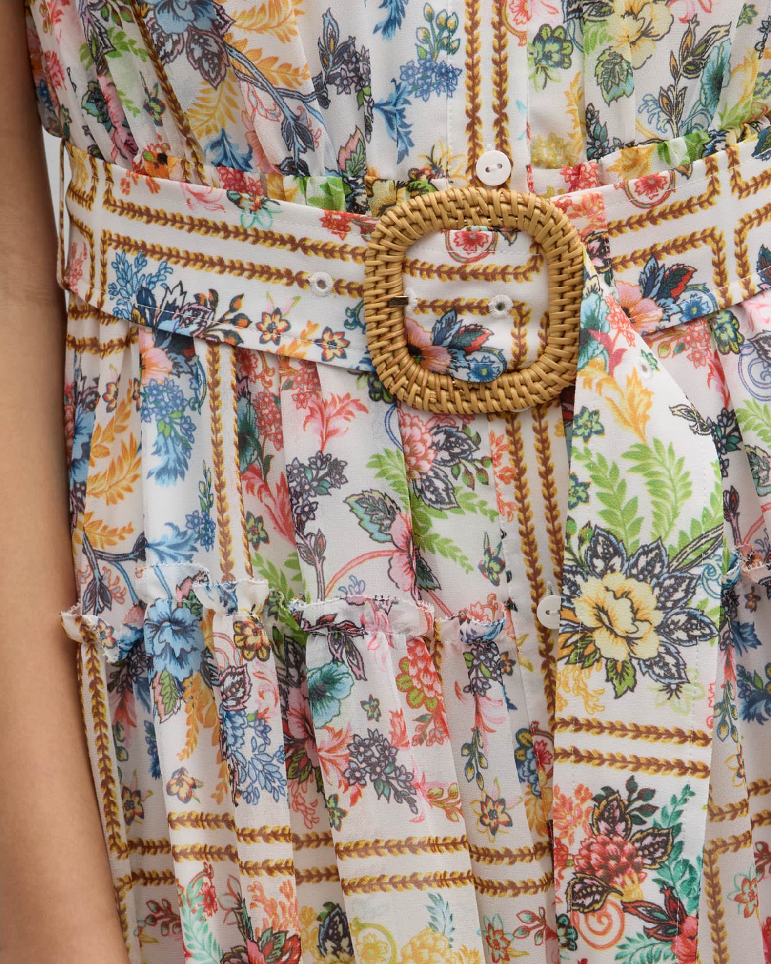 Elie Tahari The Aimee Tiered Floral-Print Midi Dress | Neiman Marcus