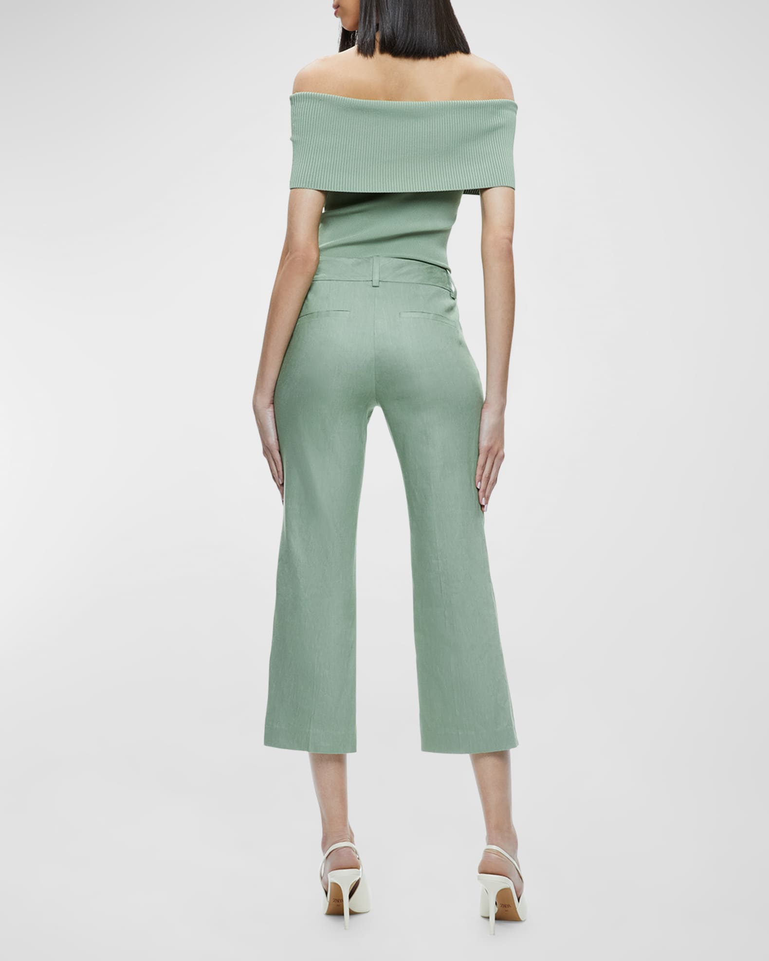 Alice + Olivia Janis Low-Rise Cropped Flare Pants | Neiman Marcus