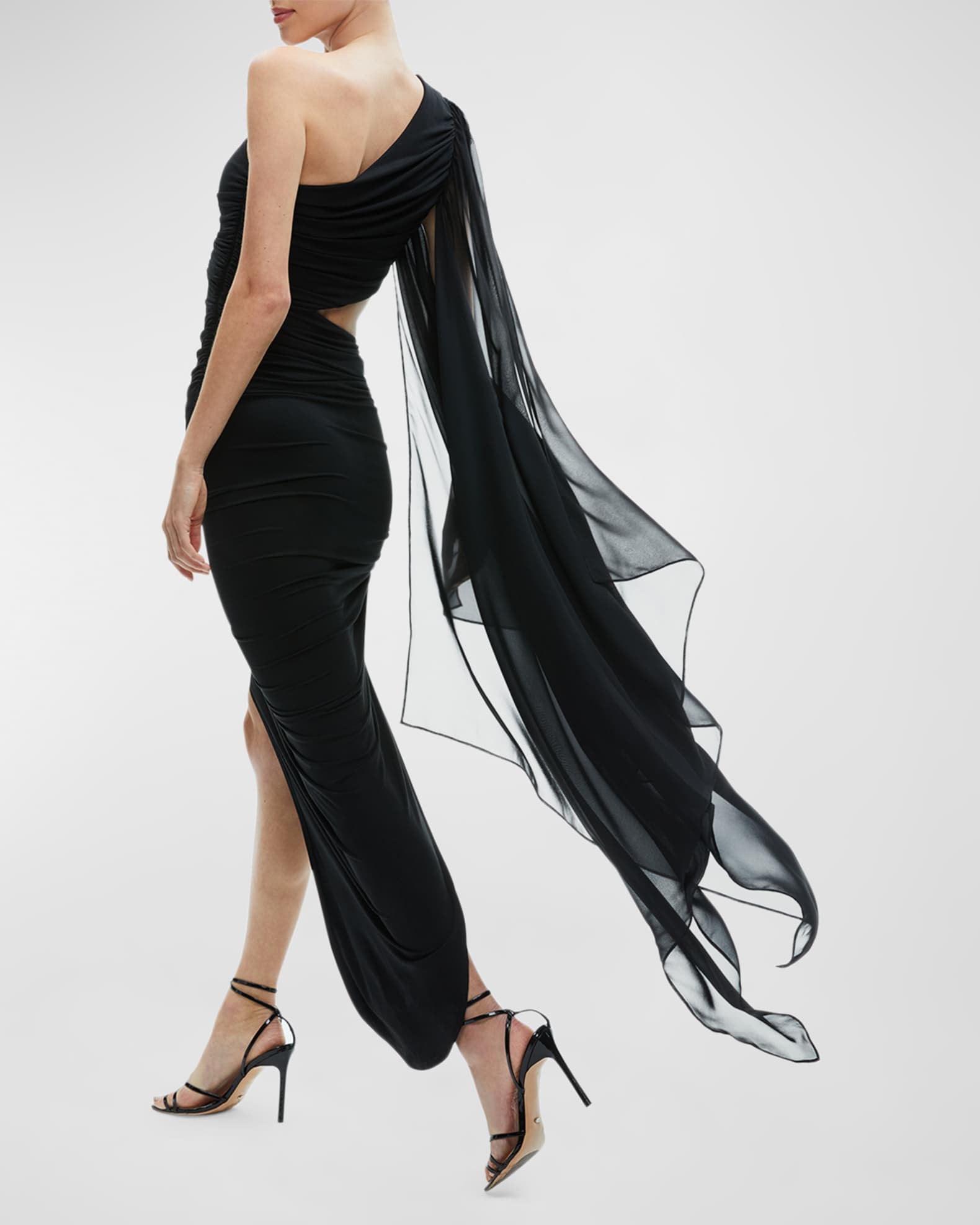 Alice + Olivia Lourdes Asymmetric Cutout Maxi Dress | Neiman Marcus
