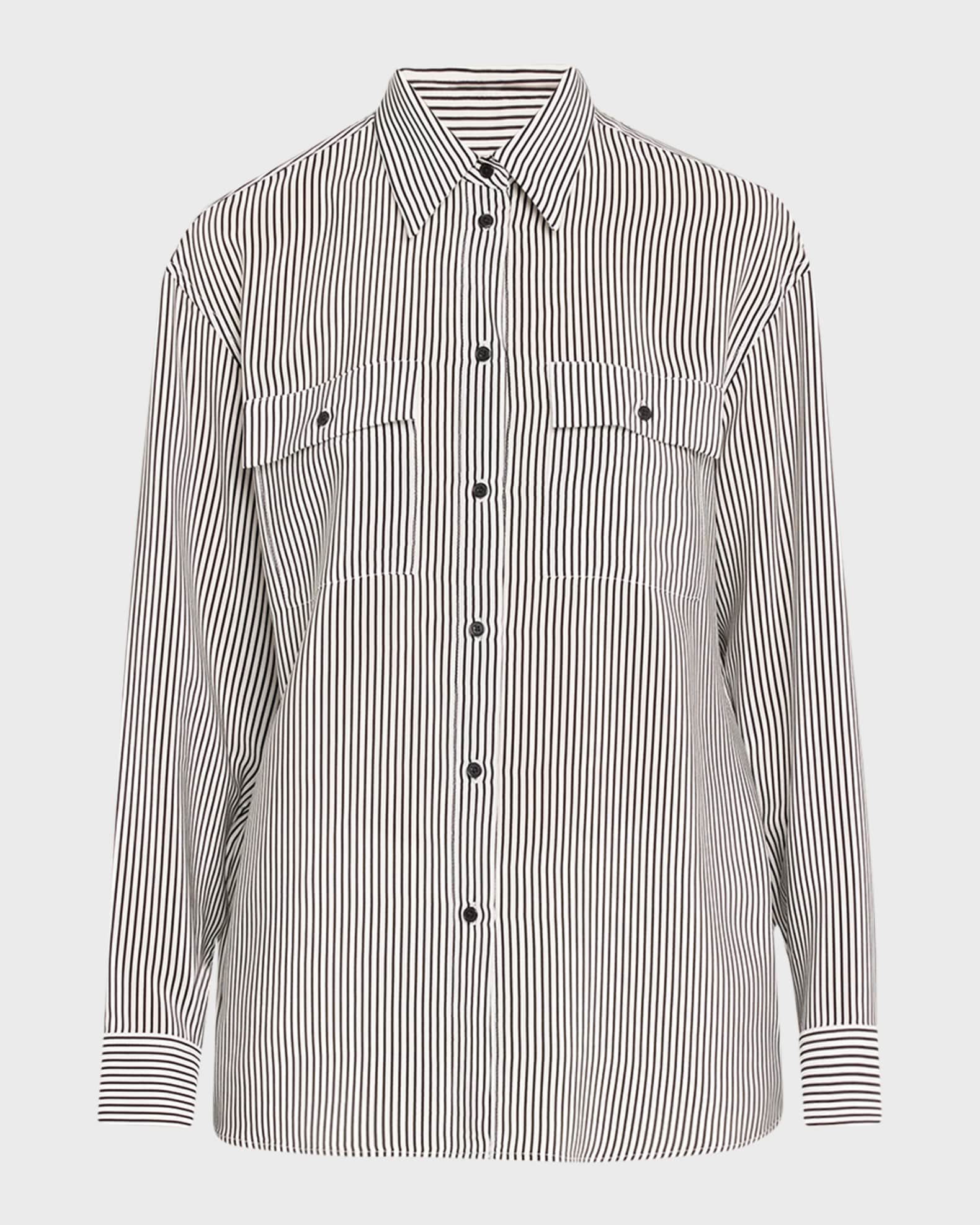 Nili Lotan Ellias Striped Silk Button-Front Shirt | Neiman Marcus