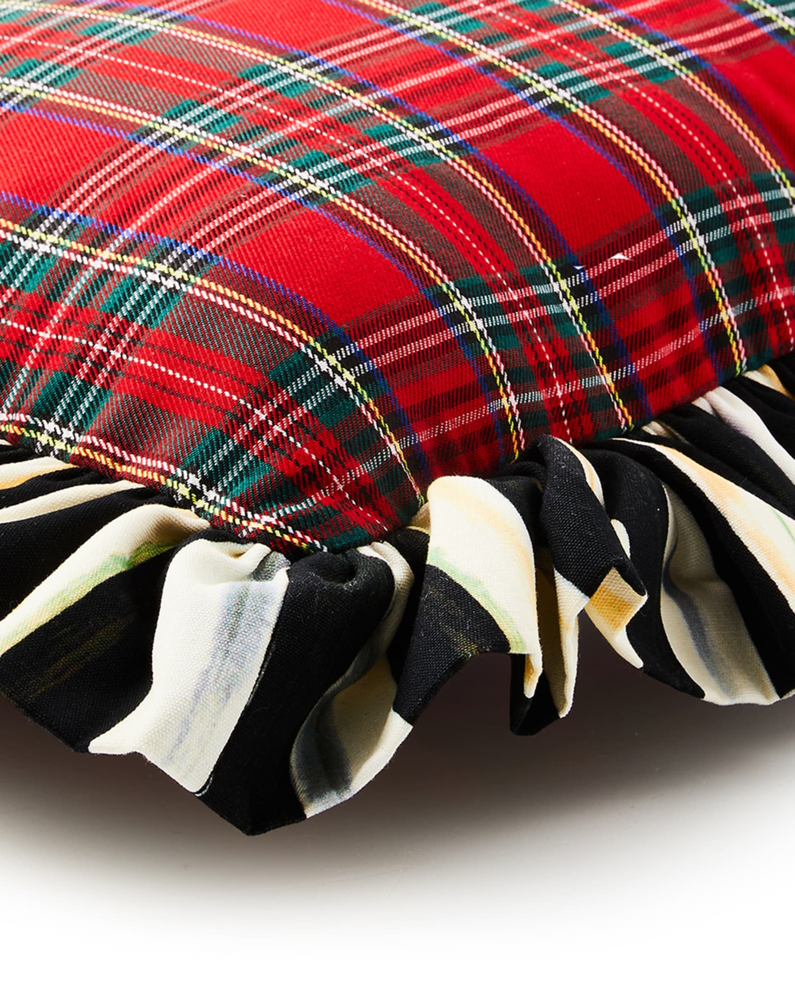 MacKenzie-Childs Tartan Stripe Ruffle Lumbar Pillow | Neiman Marcus