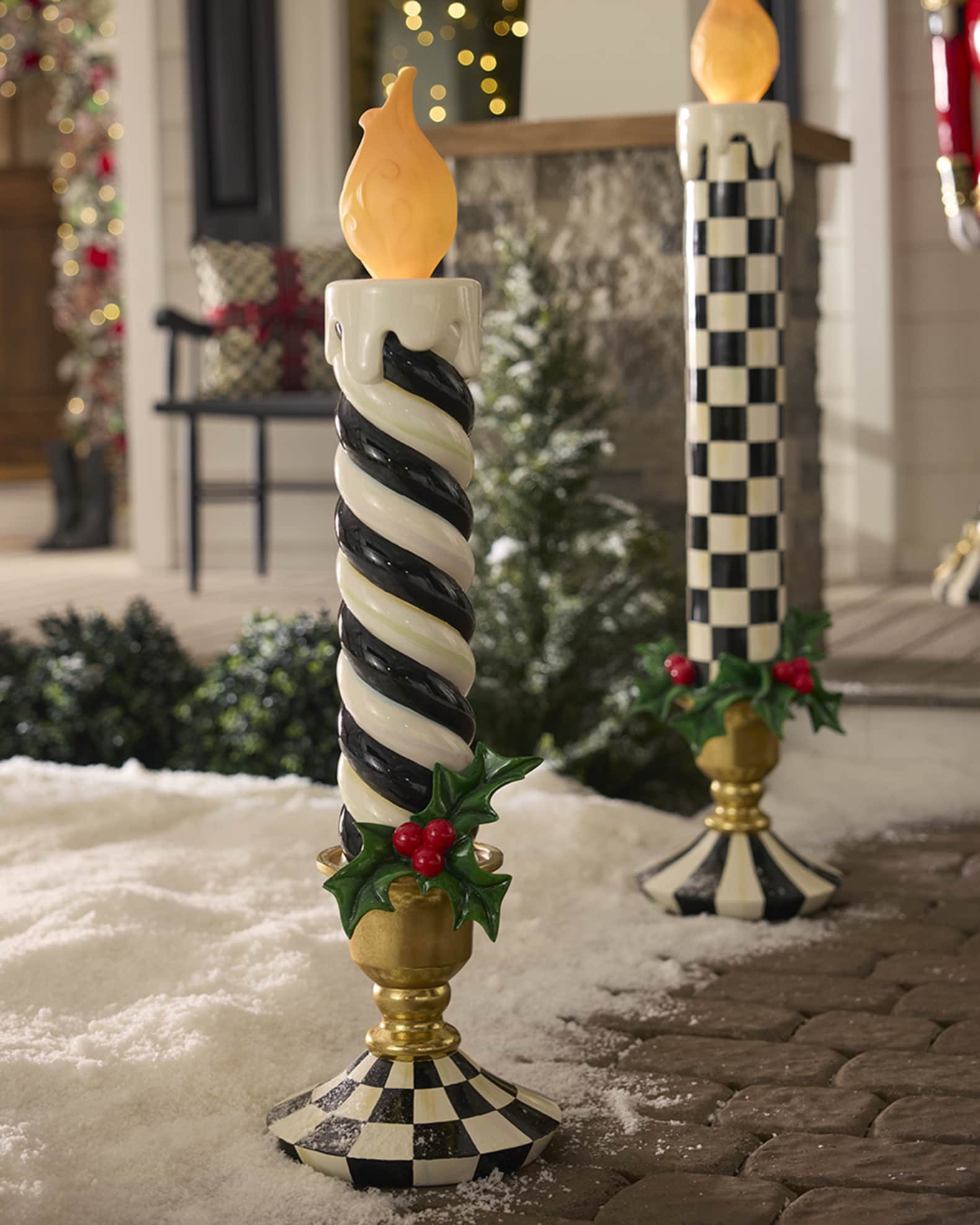 Courtly Check And Stripe Illuminated Trophy Candle Collection | Neiman ...