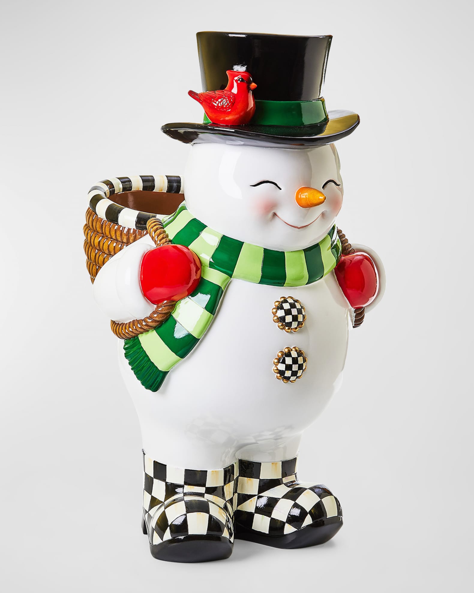 MacKenzie-Childs Cozy Christmas Snowman Planter | Neiman Marcus