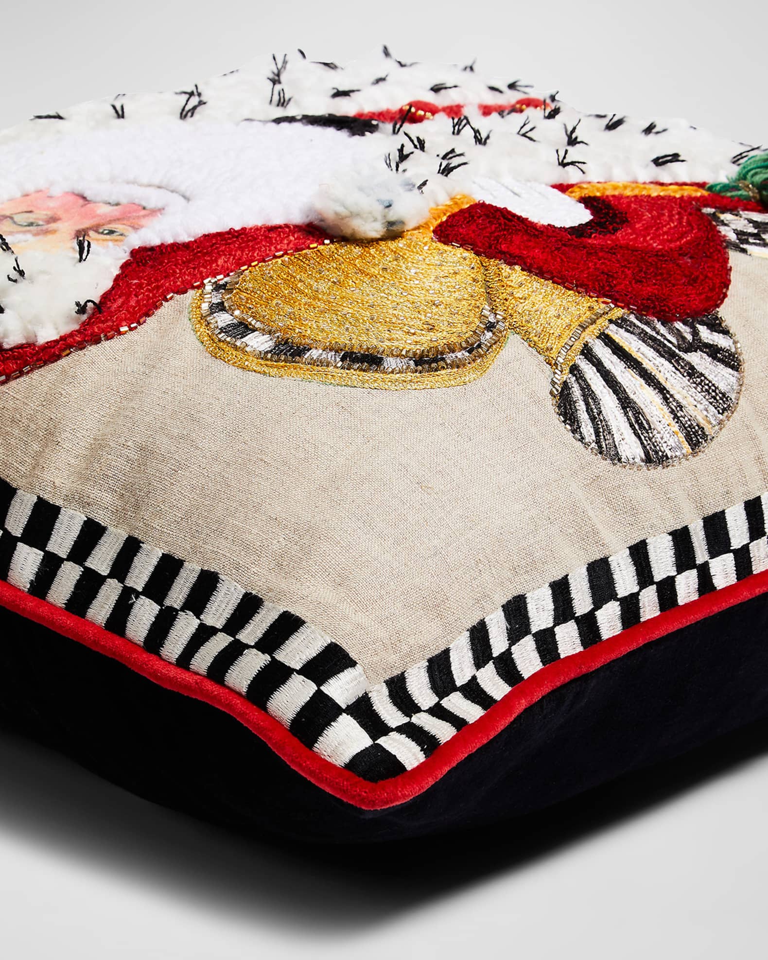 MacKenzie-Childs Westminster Santa Embellished Throw Pillow | Neiman Marcus