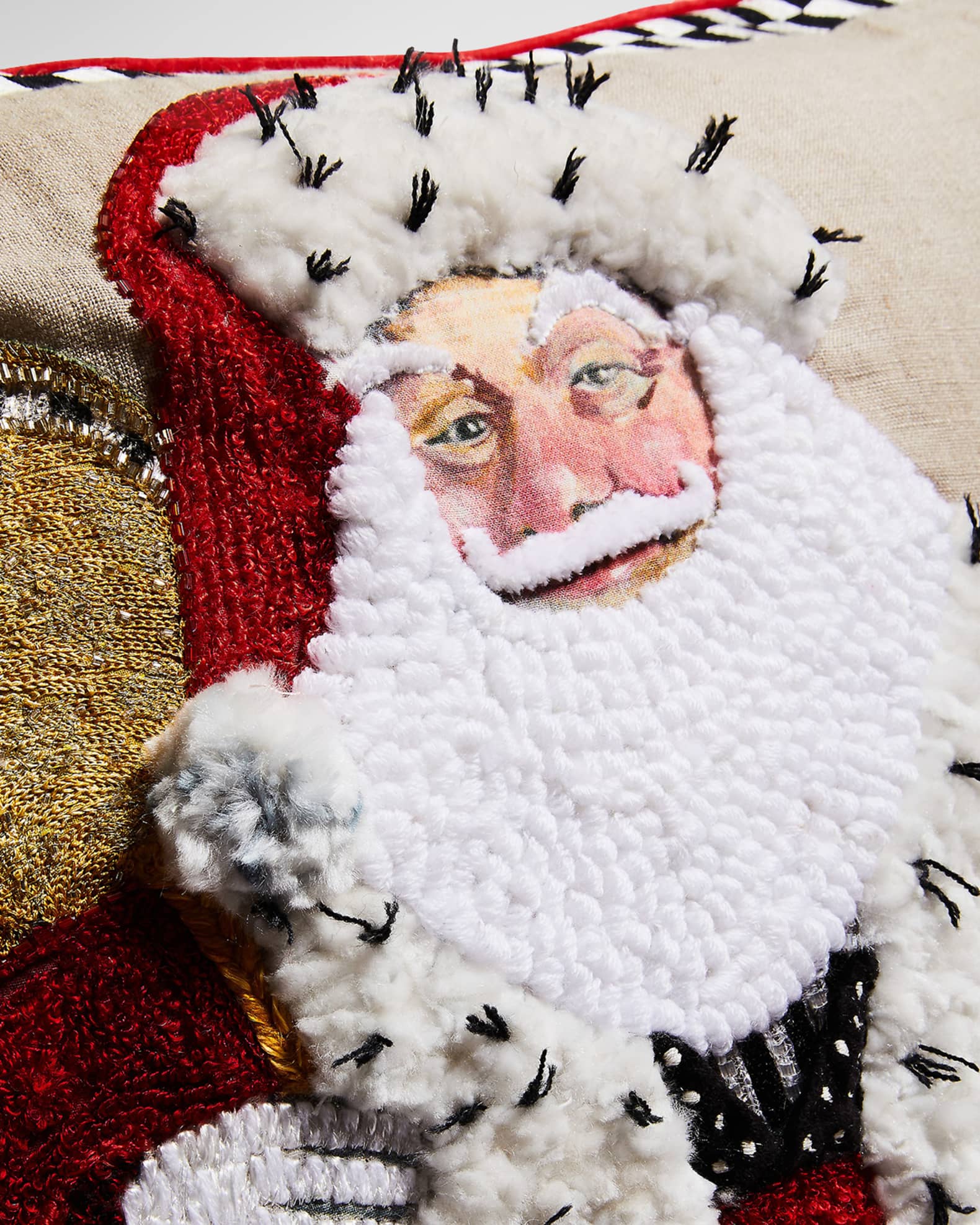 MacKenzie-Childs Westminster Santa Embellished Throw Pillow | Neiman Marcus