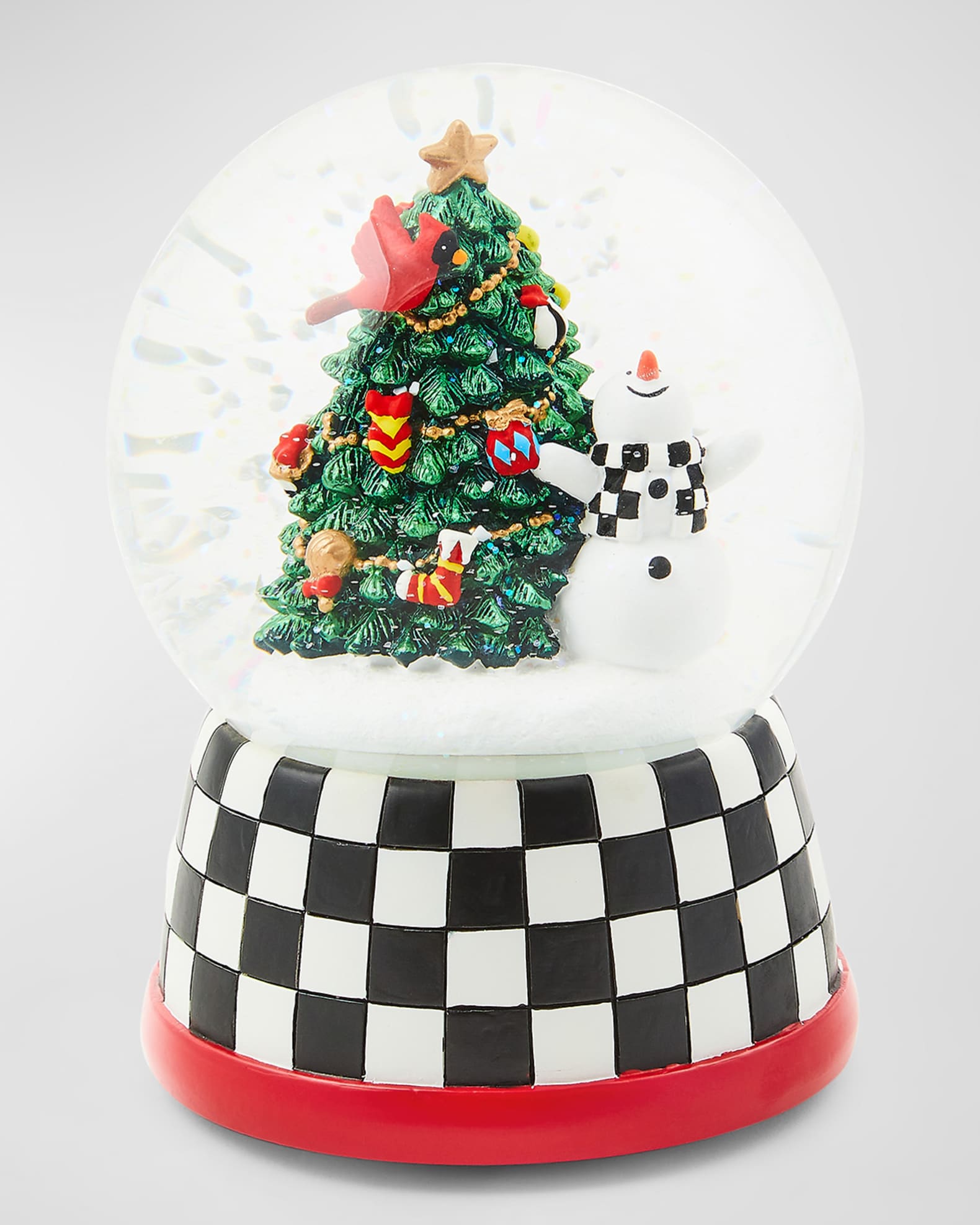 MacKenzie-Childs Cozy Christmas Snowman Tree Snow Globe | Neiman Marcus