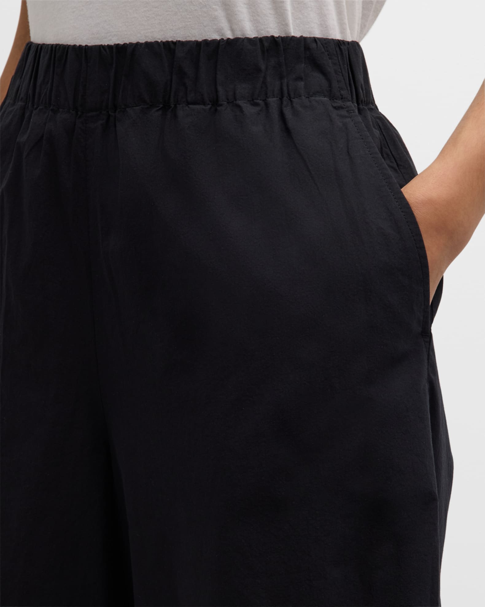Eileen Fisher Cropped Wide-Leg Organic Cotton Poplin Pants | Neiman Marcus