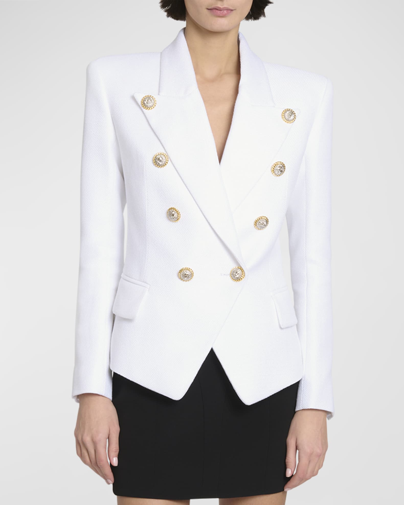 Balmain Natte 8-Button Double-Breasted Jacket | Neiman Marcus