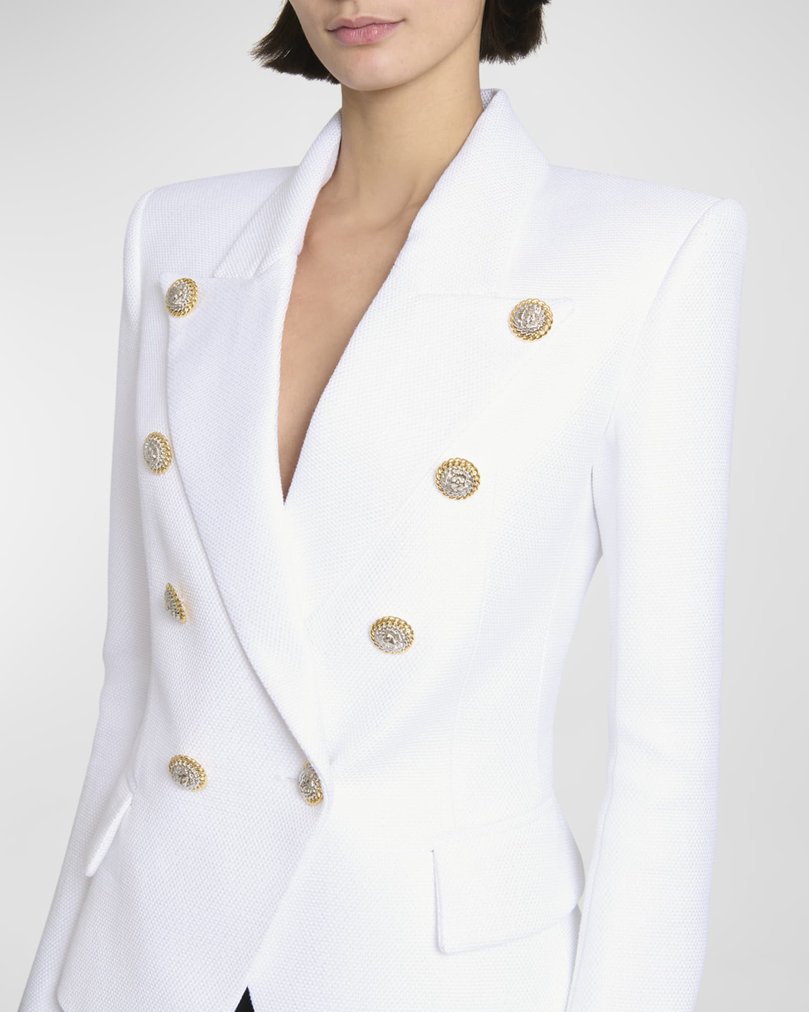 Balmain Natte 8-Button Double-Breasted Jacket | Neiman Marcus