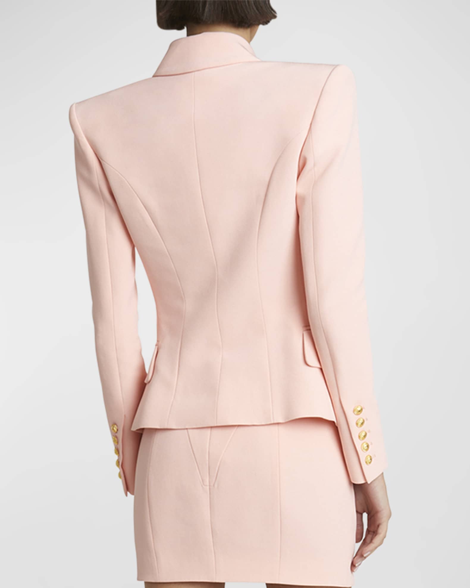 Balmain 6-Button Crepe Double-Breasted Jacket | Neiman Marcus