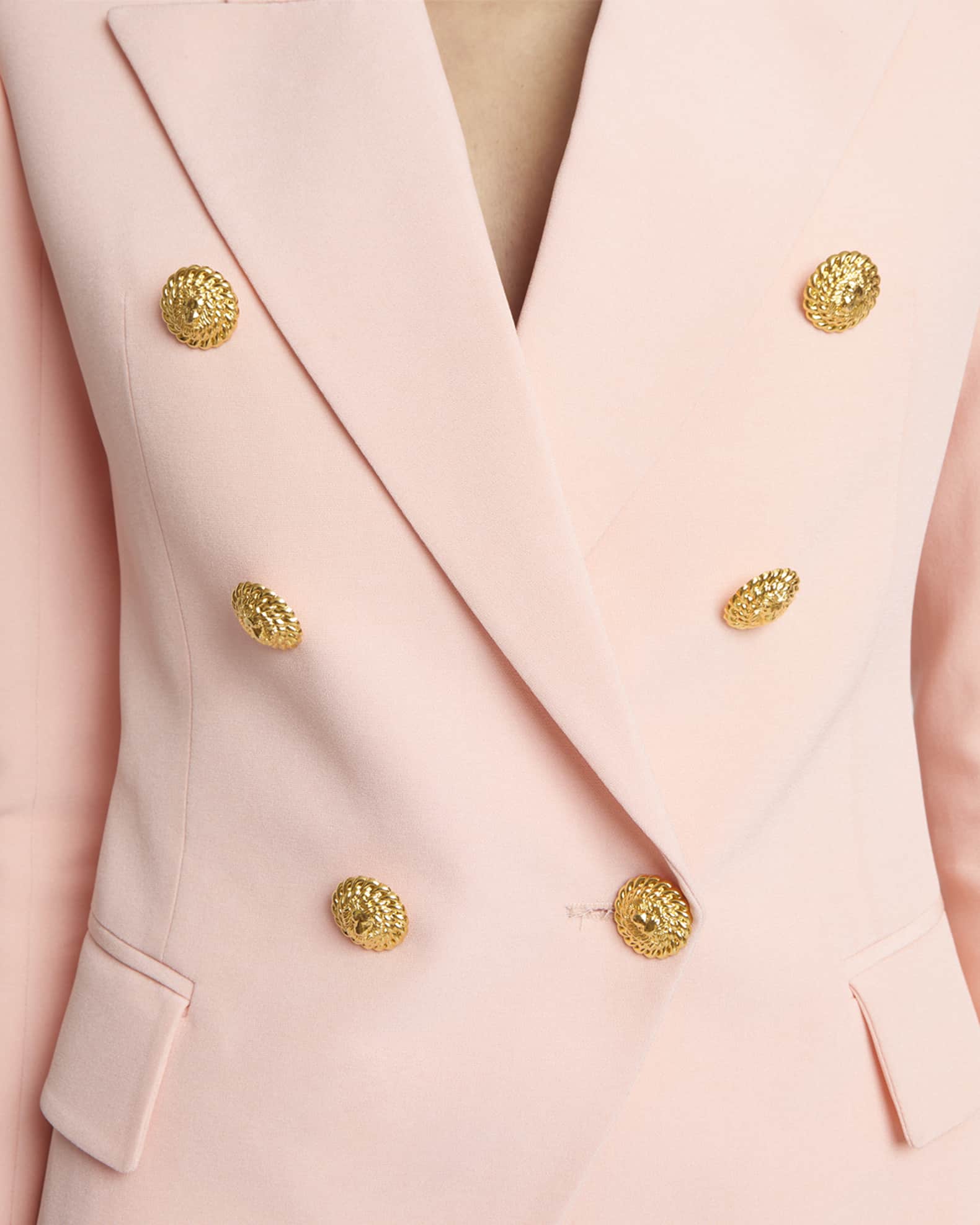 Balmain 6-Button Crepe Double-Breasted Jacket | Neiman Marcus