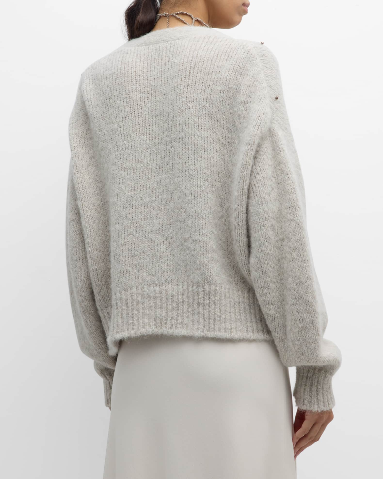 Brunello Cucinelli Alpaca Wool Cardigan with Rhinestone Embroidery ...