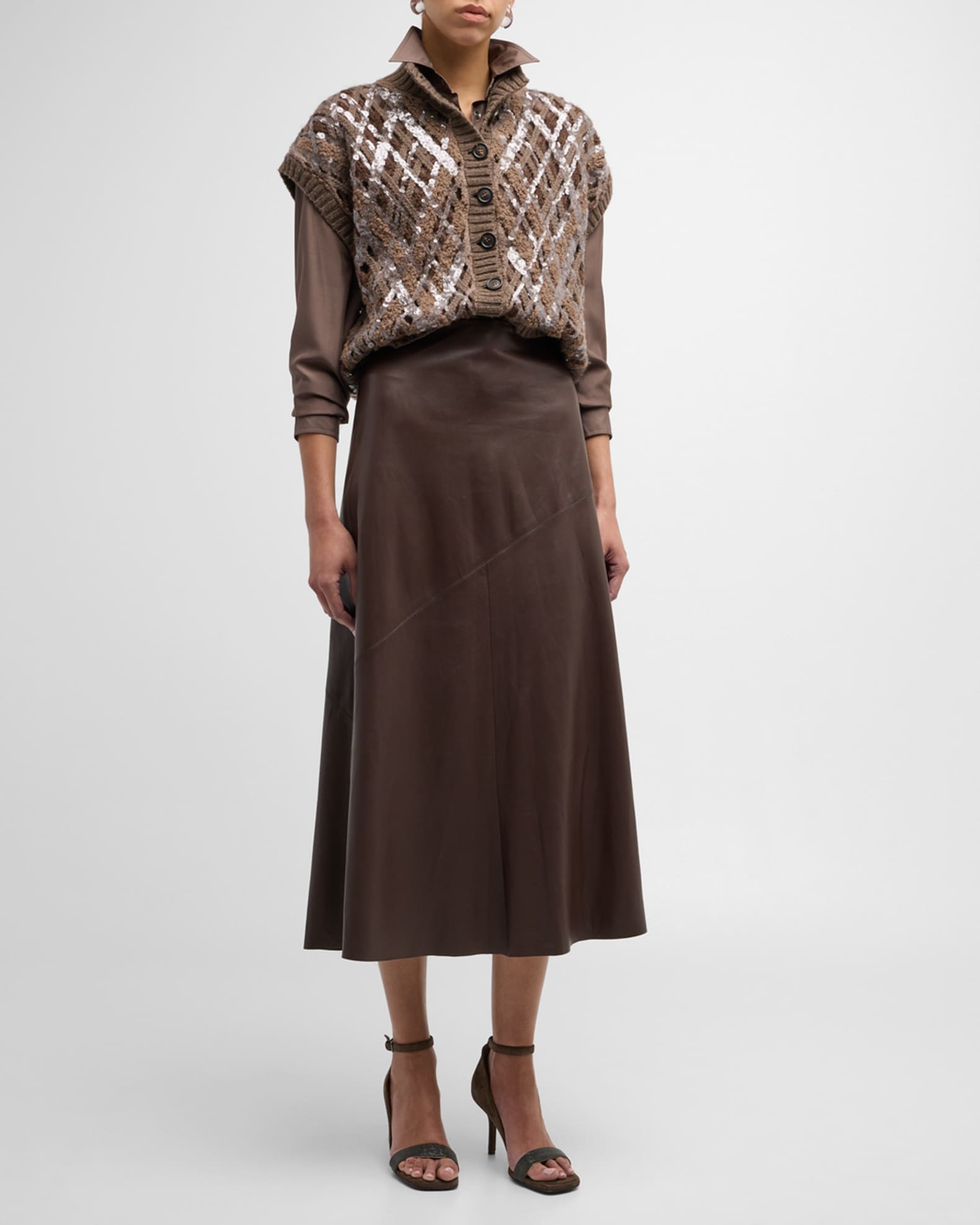 Brunello Cucinelli Opera Cashmere Knit Vest with Paillette Details ...
