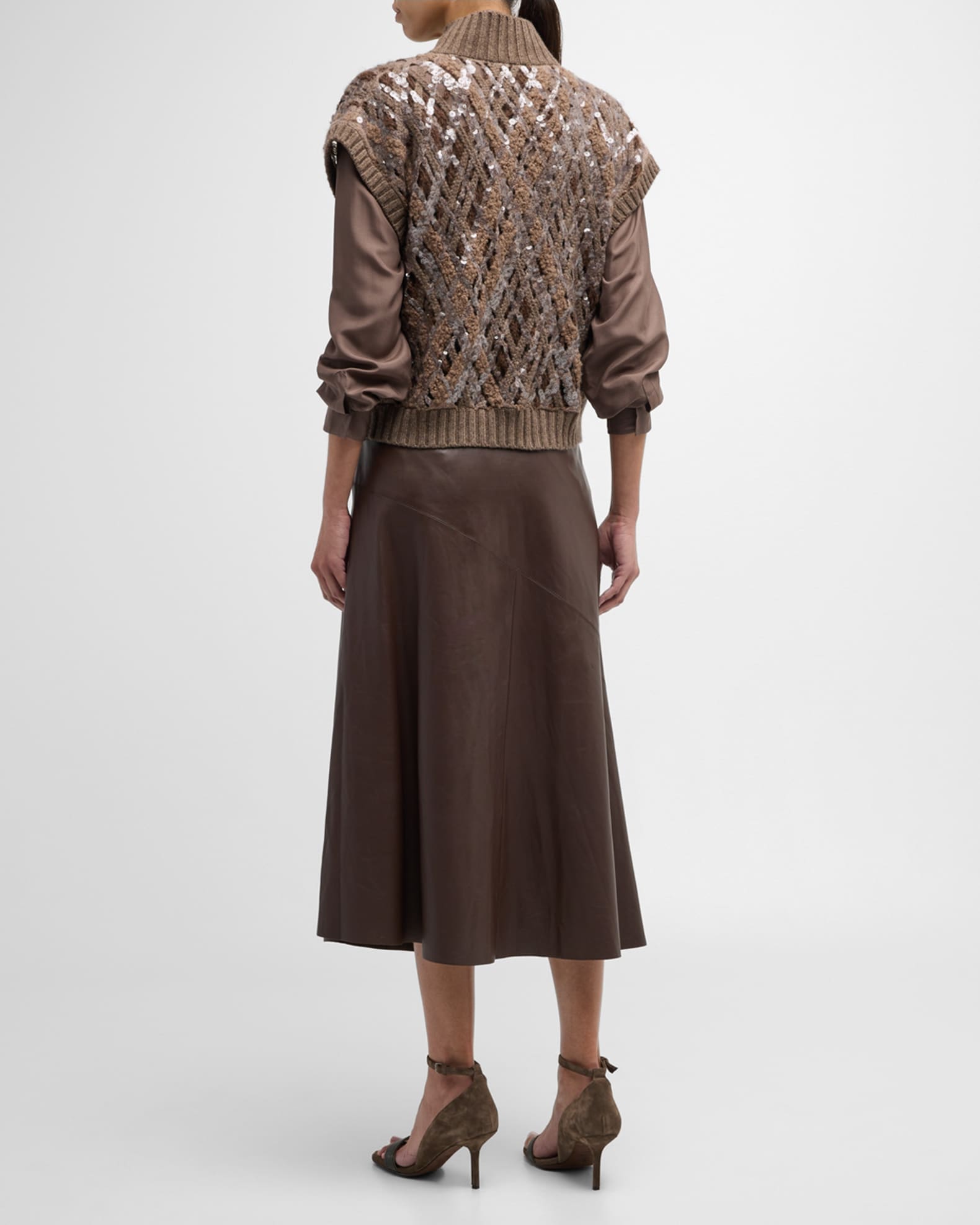 Brunello Cucinelli Opera Cashmere Knit Vest with Paillette Details ...