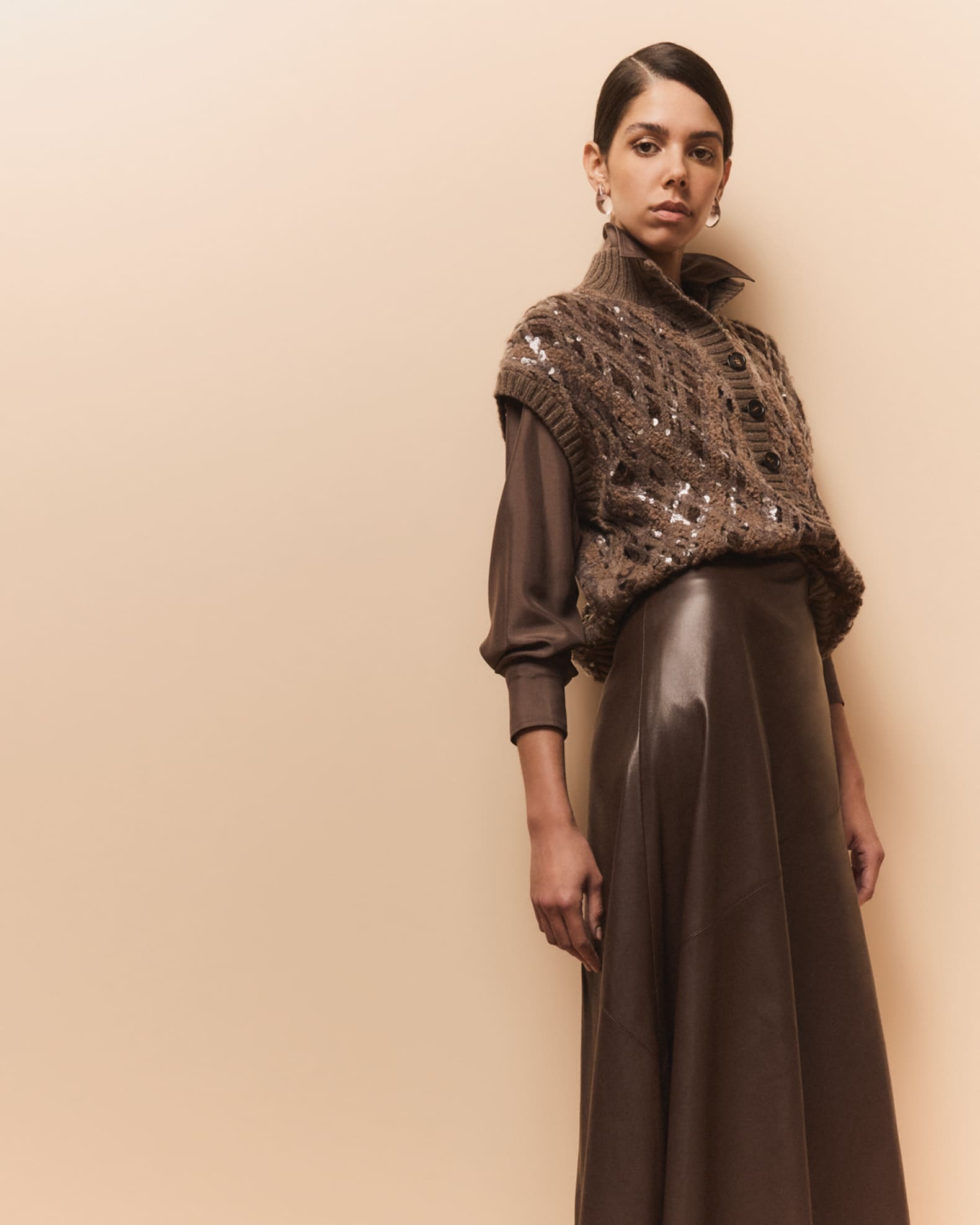 Brunello Cucinelli Opera Cashmere Knit Vest with Paillette Details ...