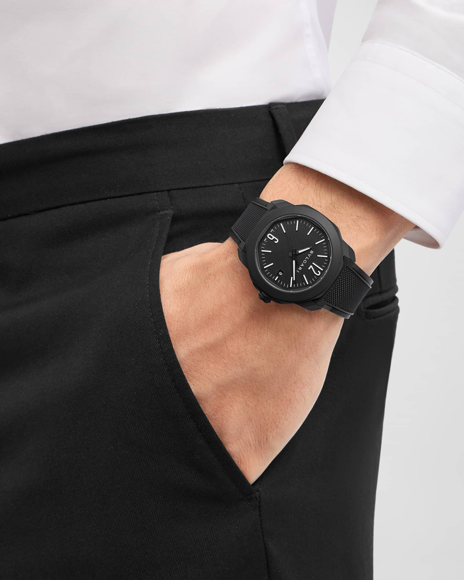 BVLGARI 41mm Octo Roma Automatic Watch with Black Dial | Neiman Marcus