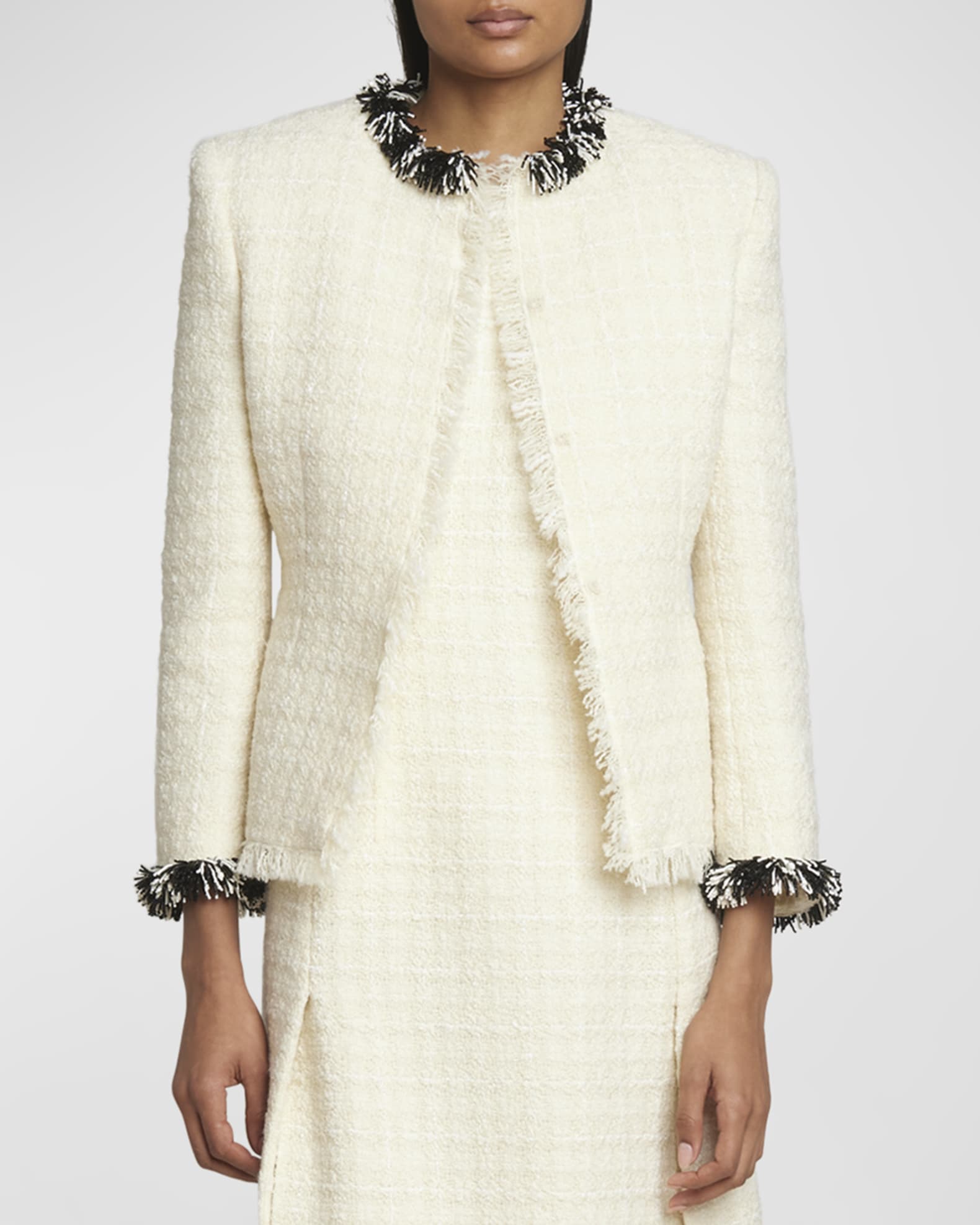 Givenchy Tweed Short Jacket with Beaded Trim | Neiman Marcus