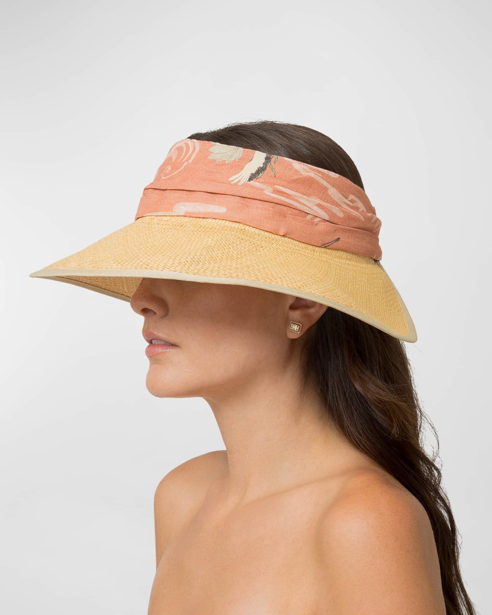 Sensi Studio Long Brim Mixed-Media Visor | Neiman Marcus