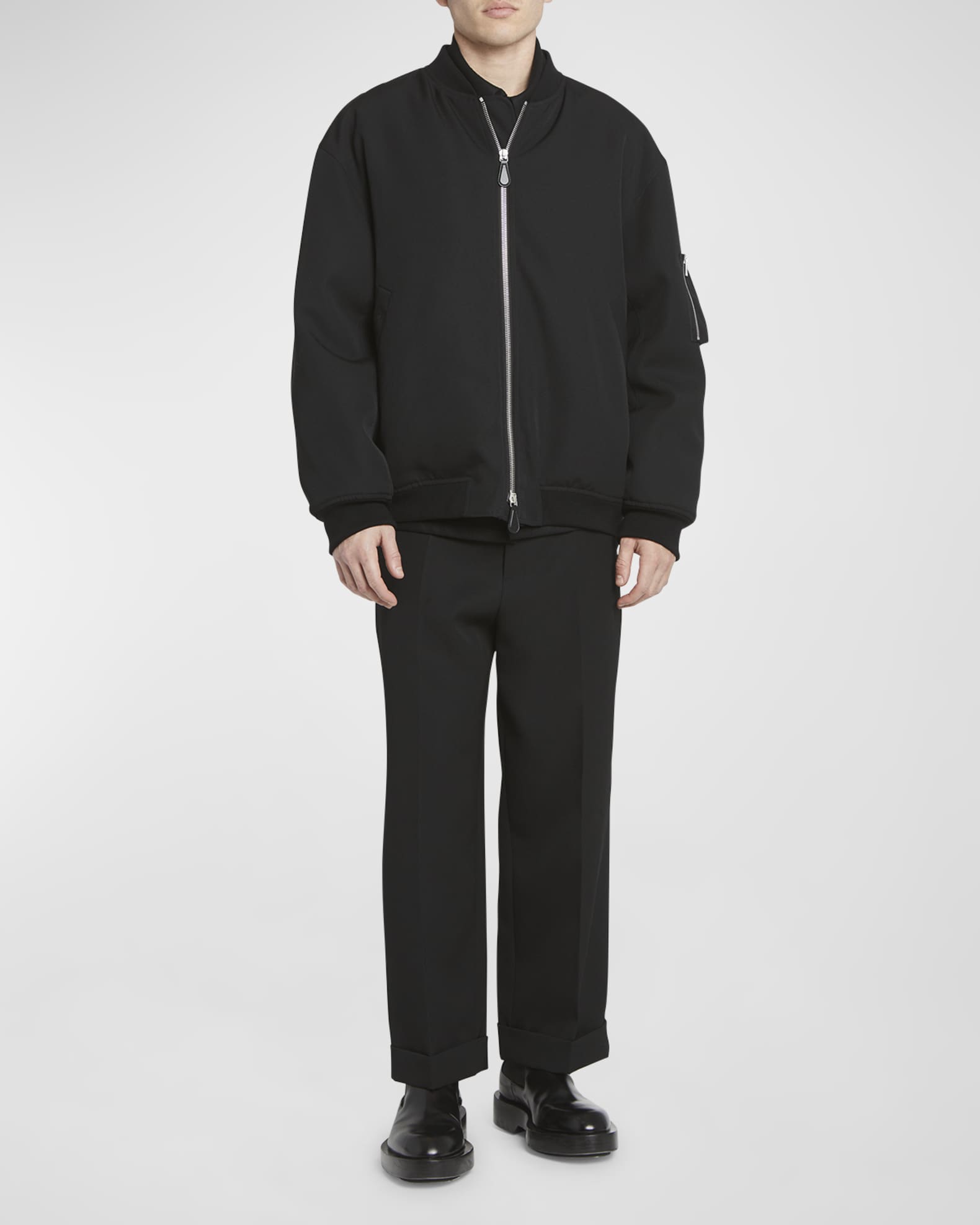 Jil Sander Men's Wool Bomber Jacket | Neiman Marcus Jil Sander Men's Wool Bomber Jacket | Neiman Marcus