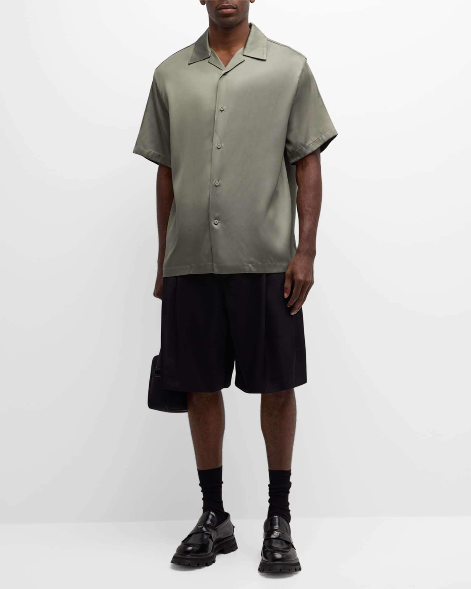 Jil Sander Men's Boxy Pressed-Collar Twill Shirt | Neiman Marcus