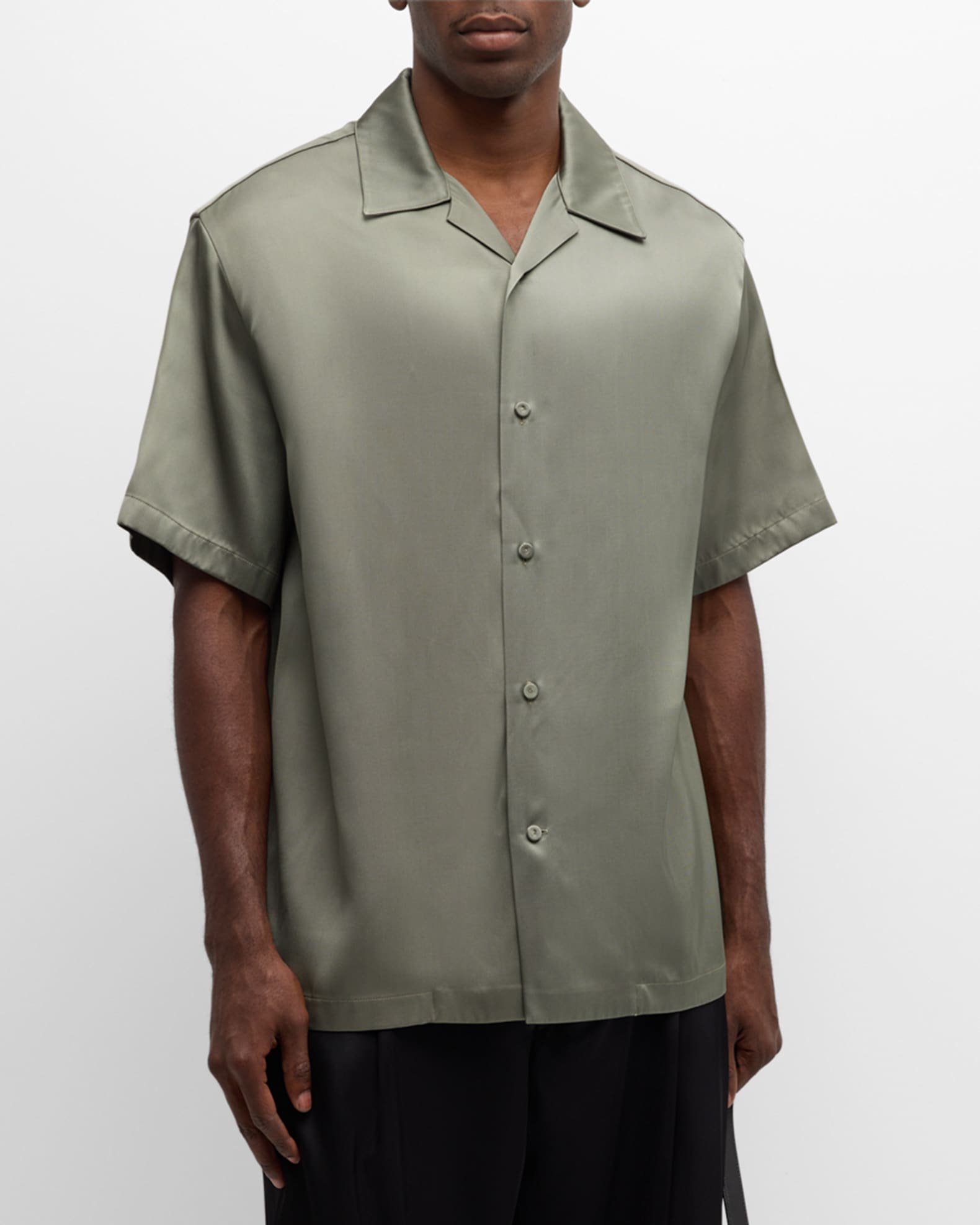 Jil Sander Men's Boxy Pressed-Collar Twill Shirt | Neiman Marcus