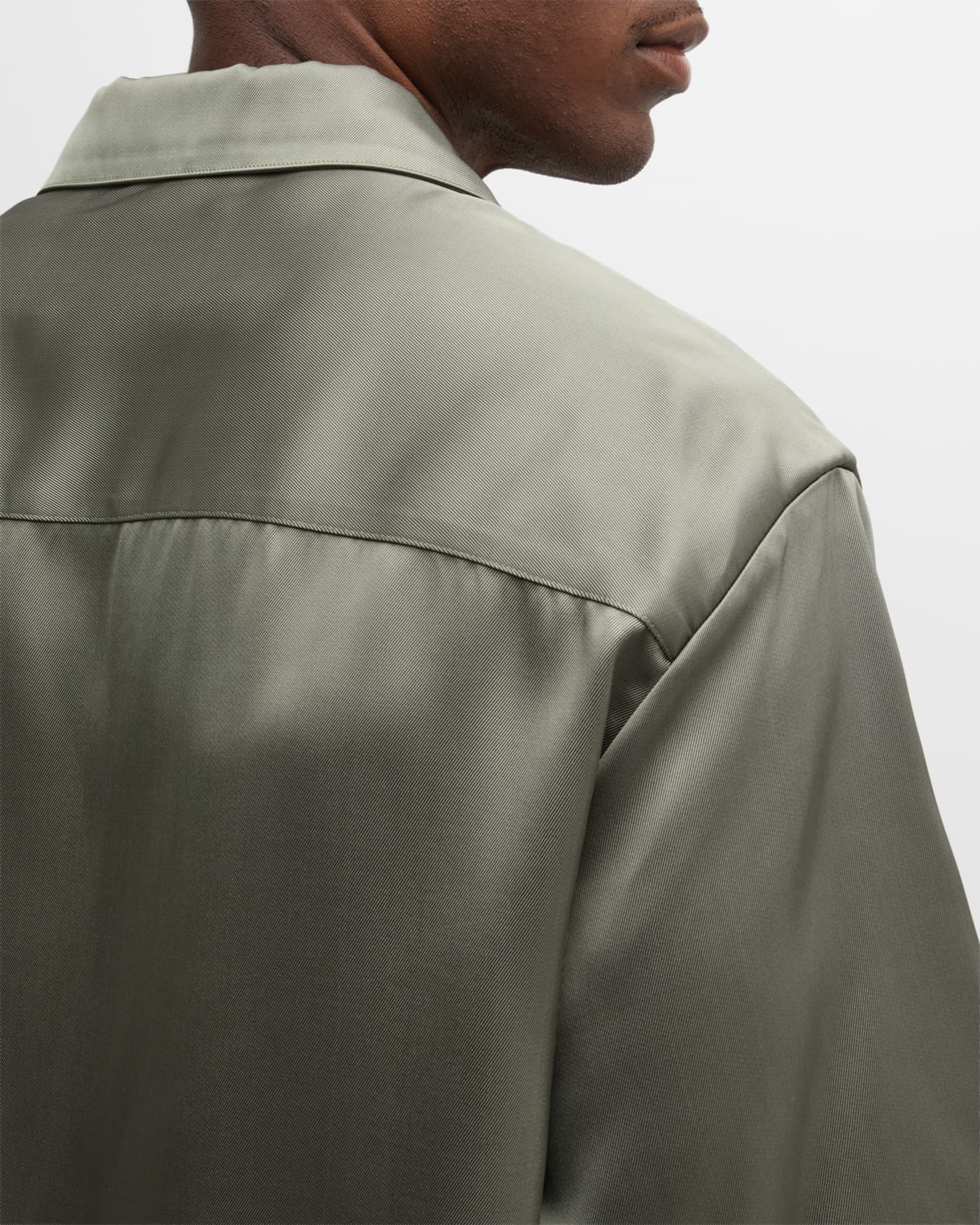 Jil Sander Men's Boxy Pressed-Collar Twill Shirt | Neiman Marcus
